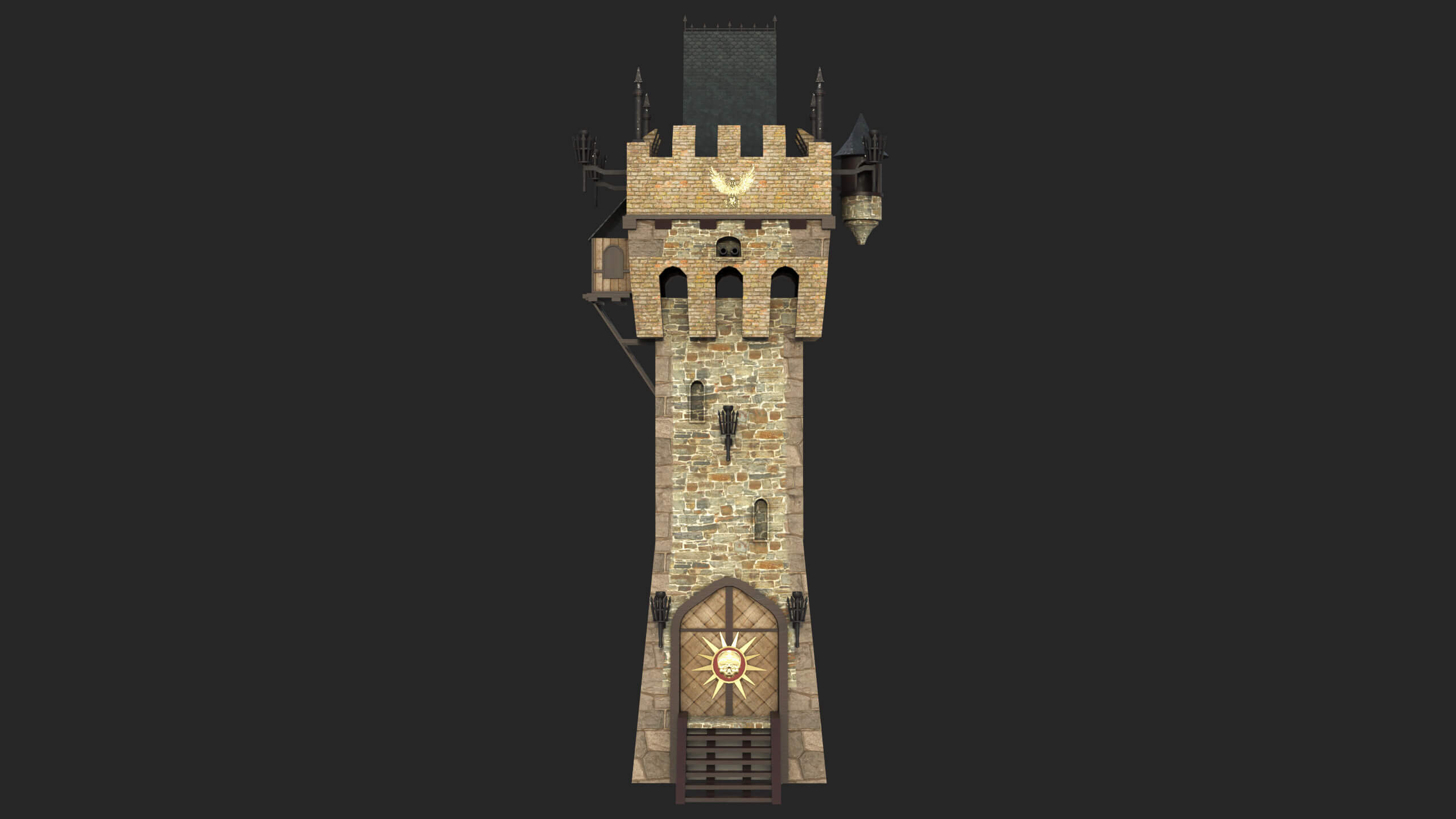 Castle Watch Tower 01 All PBR Unity UE Textures Included - 3D Model by ...
