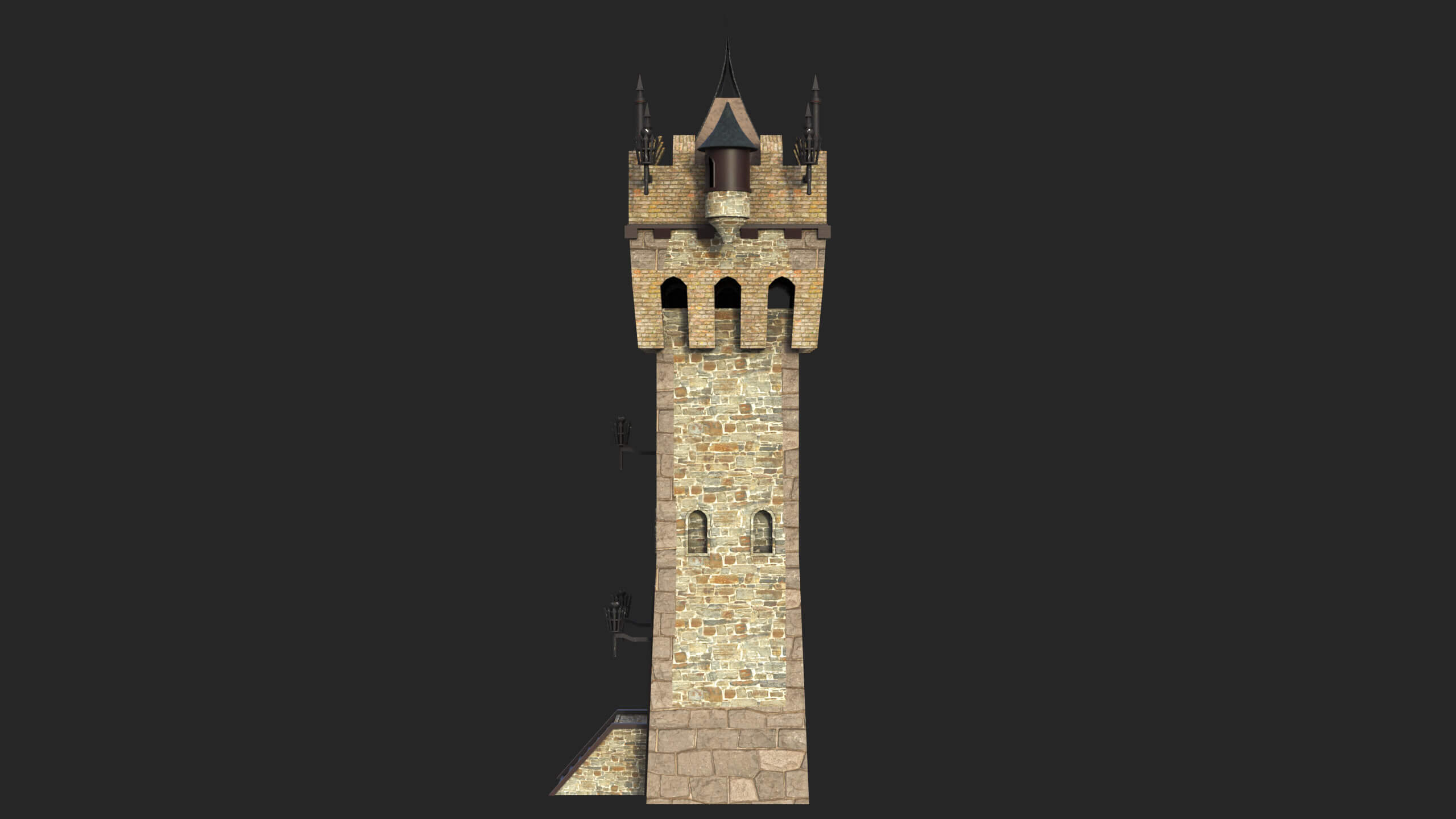 Castle Watch Tower 01 All PBR Unity UE Textures Included - 3D Model by ...
