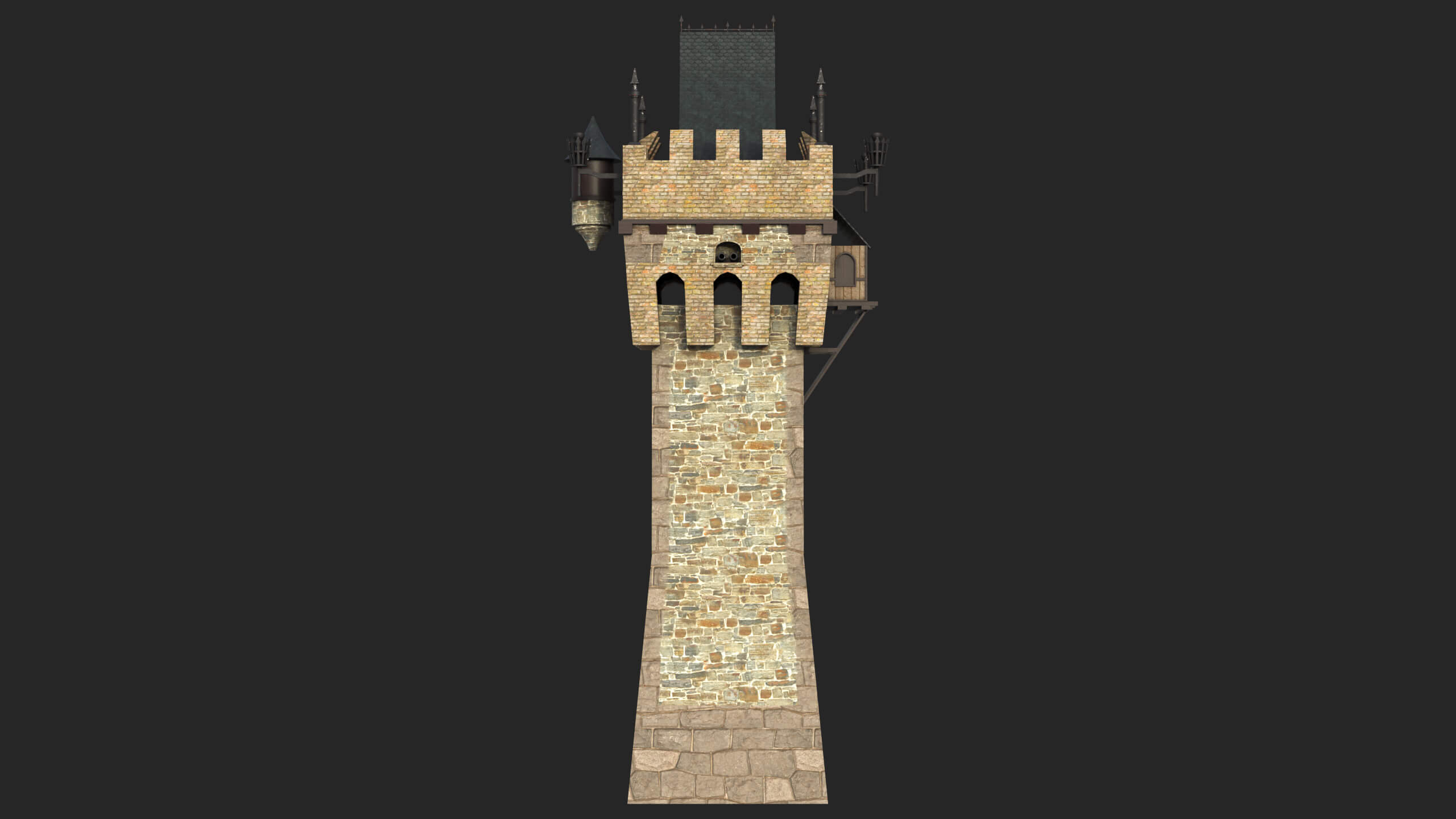 Castle Watch Tower 01 All PBR Unity UE Textures Included - 3D Model by ...