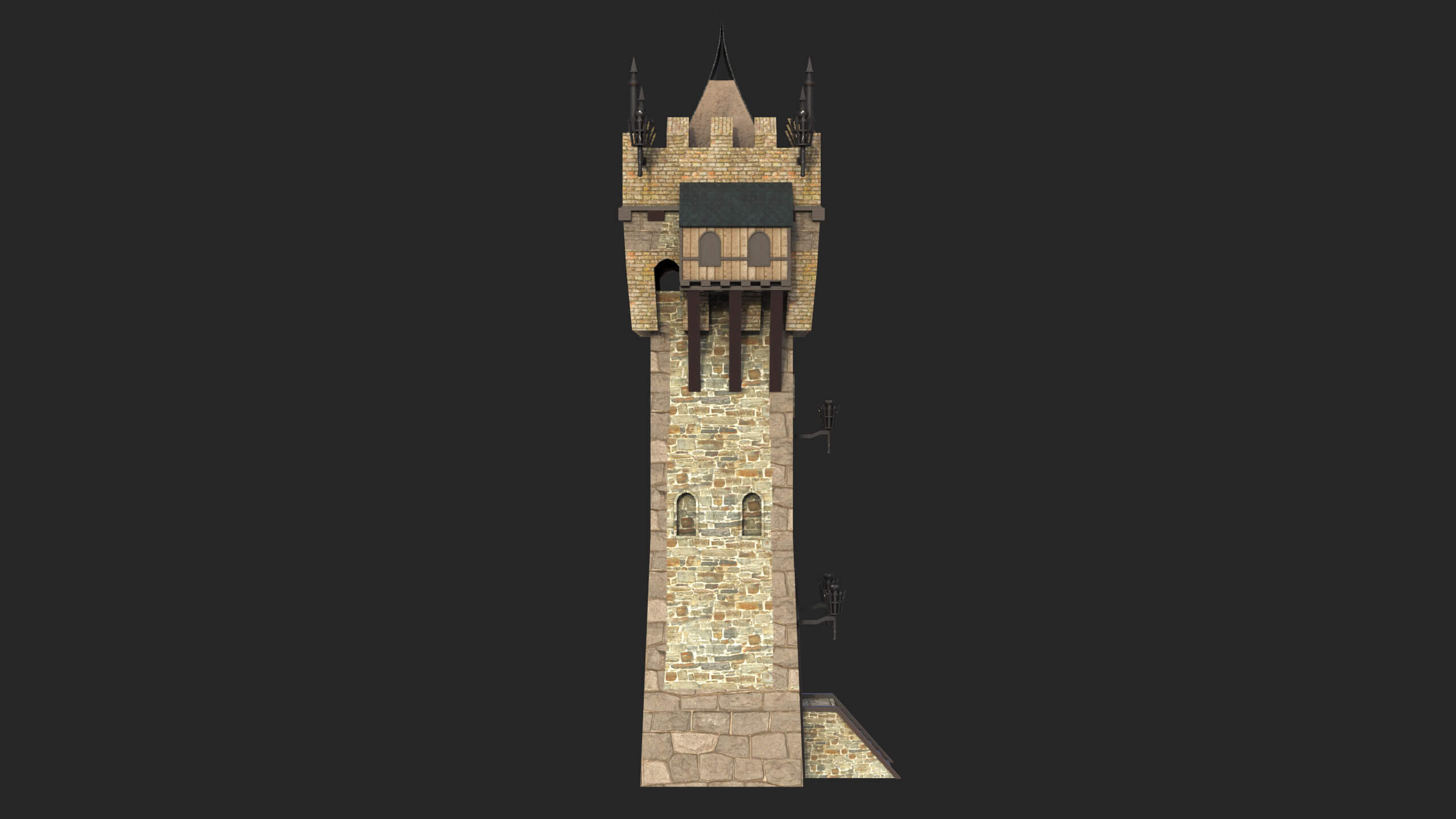 Castle Watch Tower 01 All PBR Unity UE Textures Included - 3D Model by ...