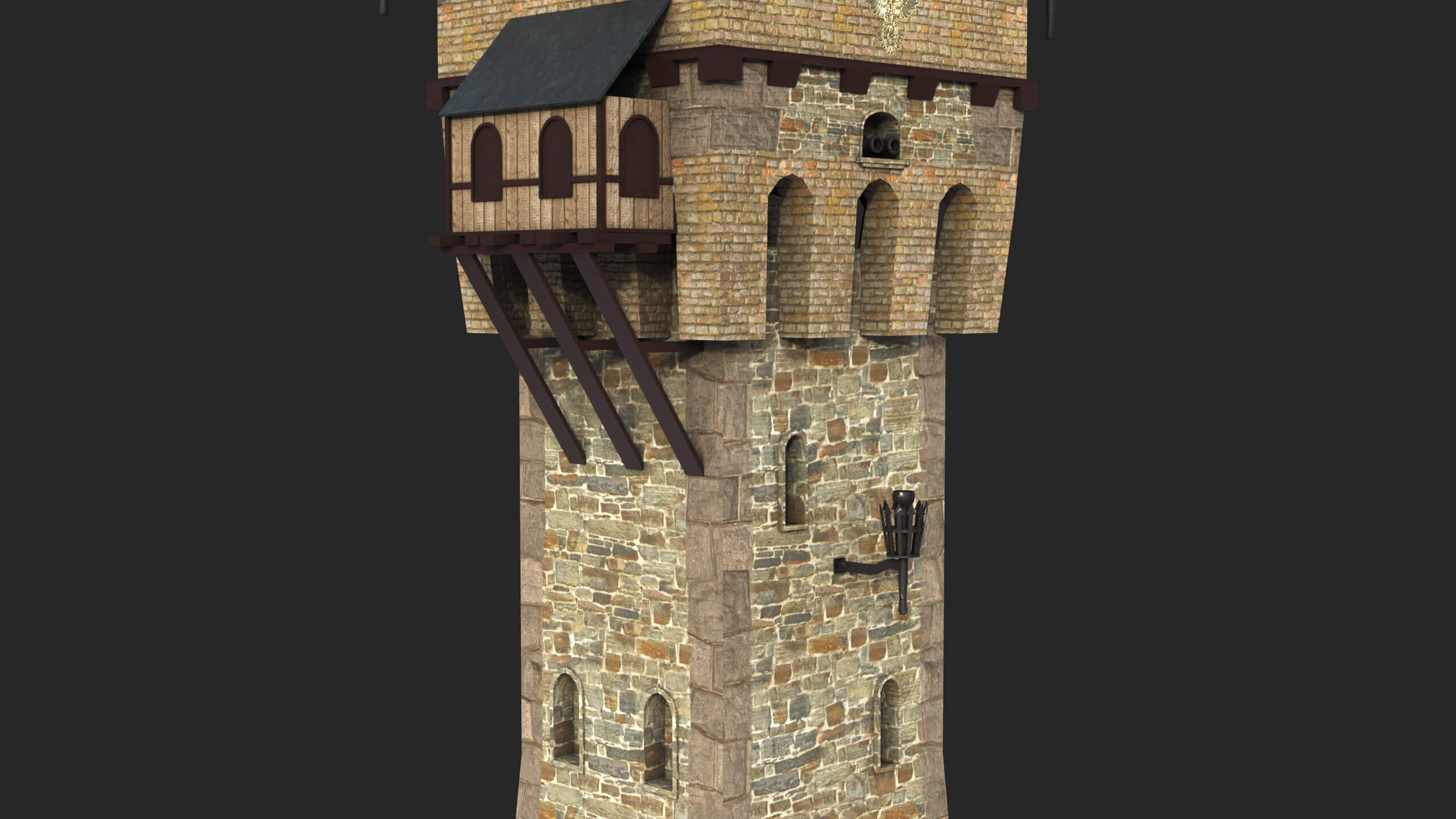 Castle Watch Tower 01 All PBR Unity UE Textures Included - 3D Model by ...