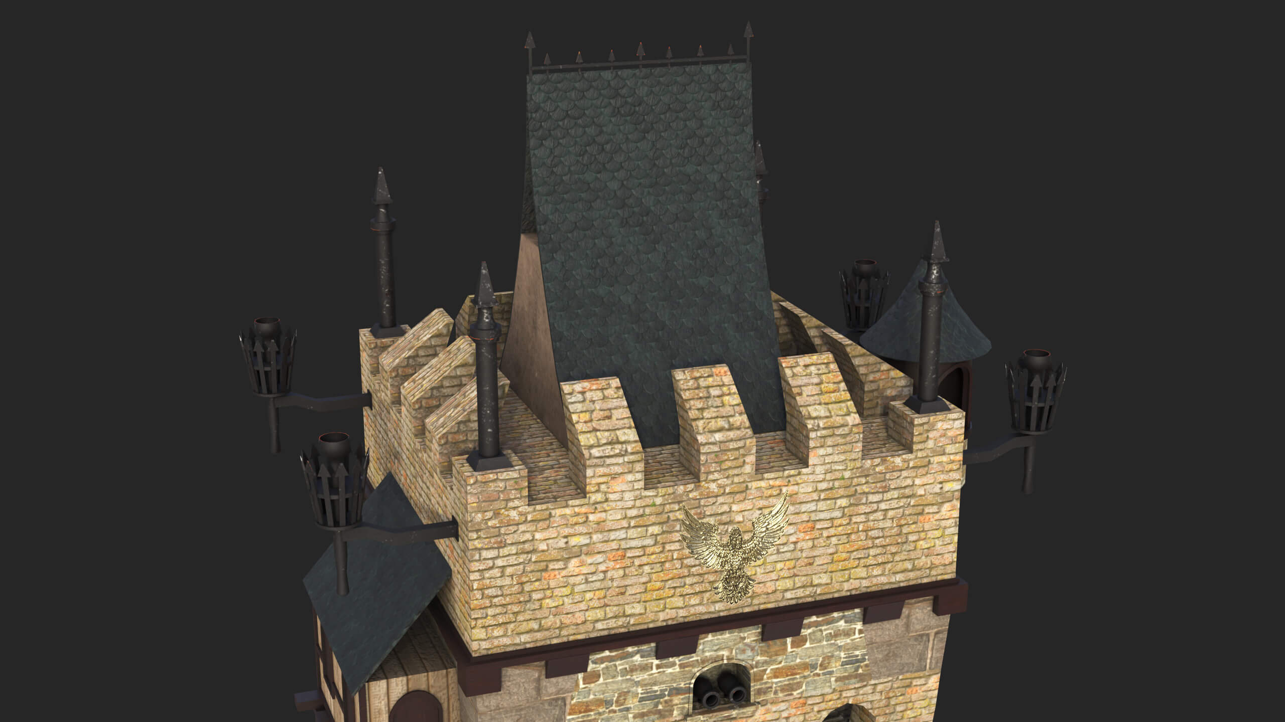 Castle Watch Tower 01 All PBR Unity UE Textures Included - 3D Model by ...