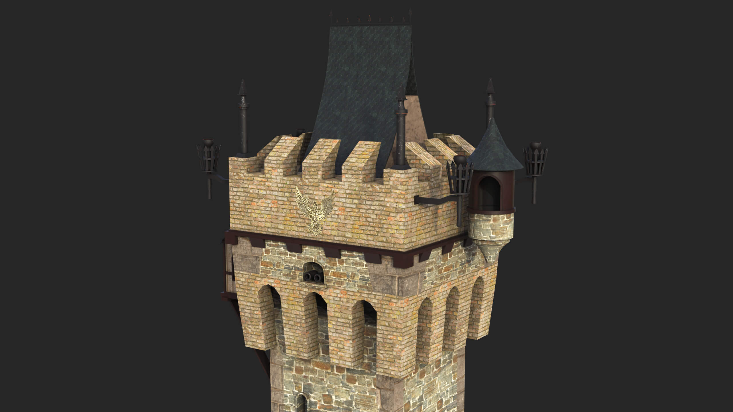 Castle Watch Tower 01 All PBR Unity UE Textures Included - 3D Model by ...