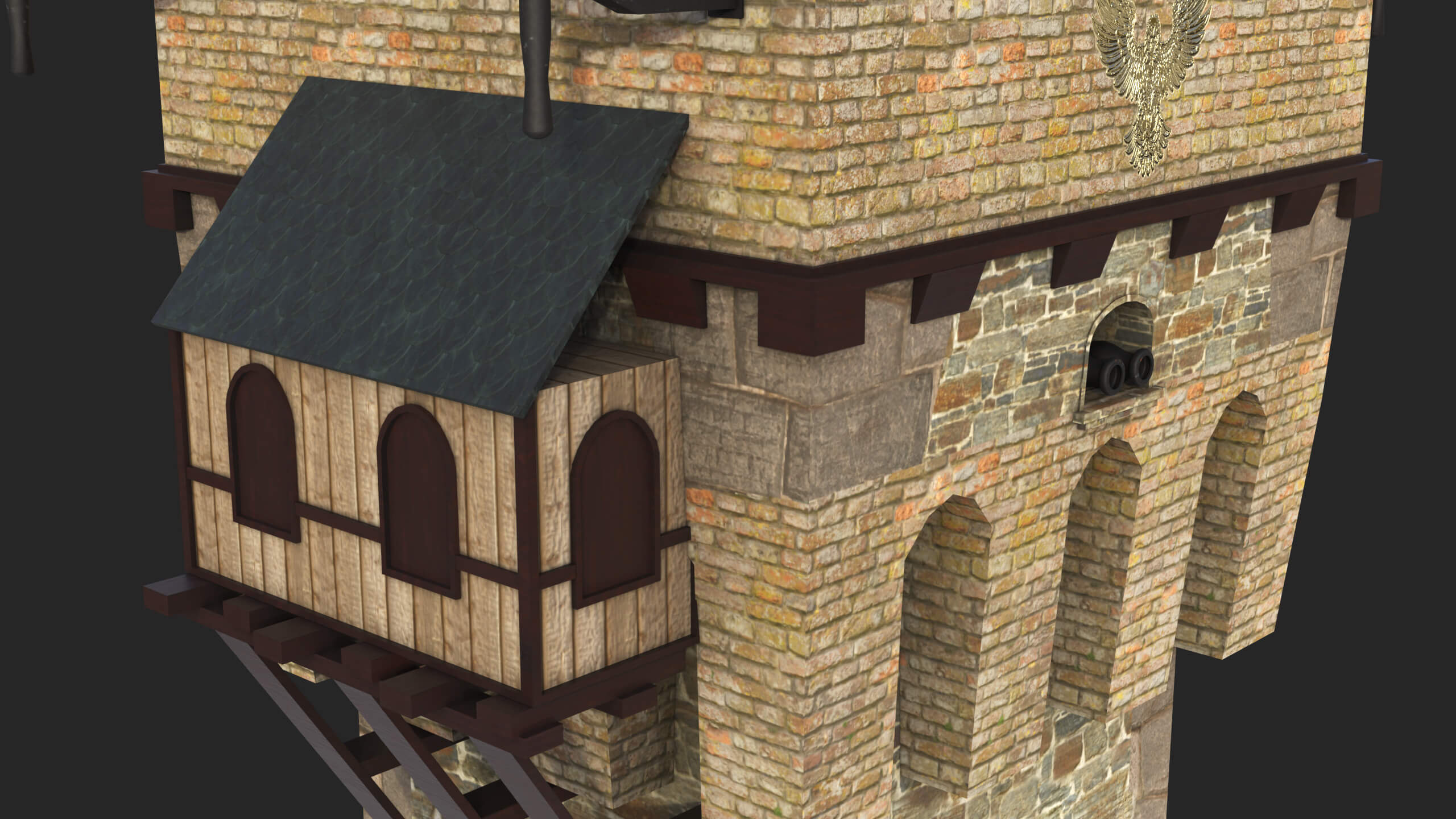 Castle Watch Tower 01 All PBR Unity UE Textures Included - 3D Model by ...