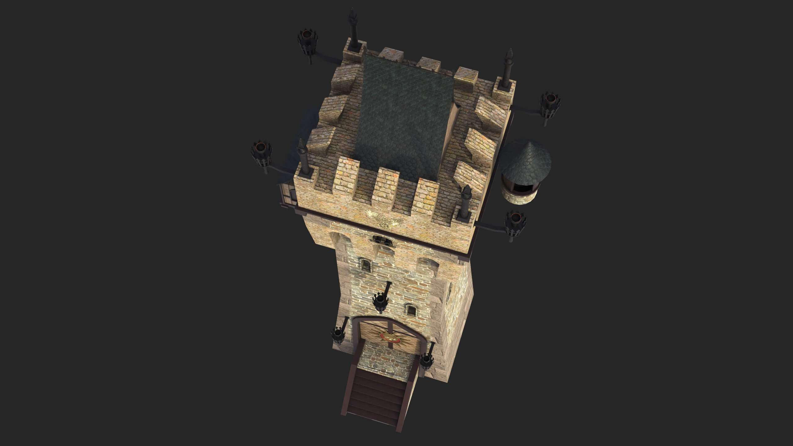 Castle Watch Tower 01 All PBR Unity UE Textures Included - 3D Model by ...