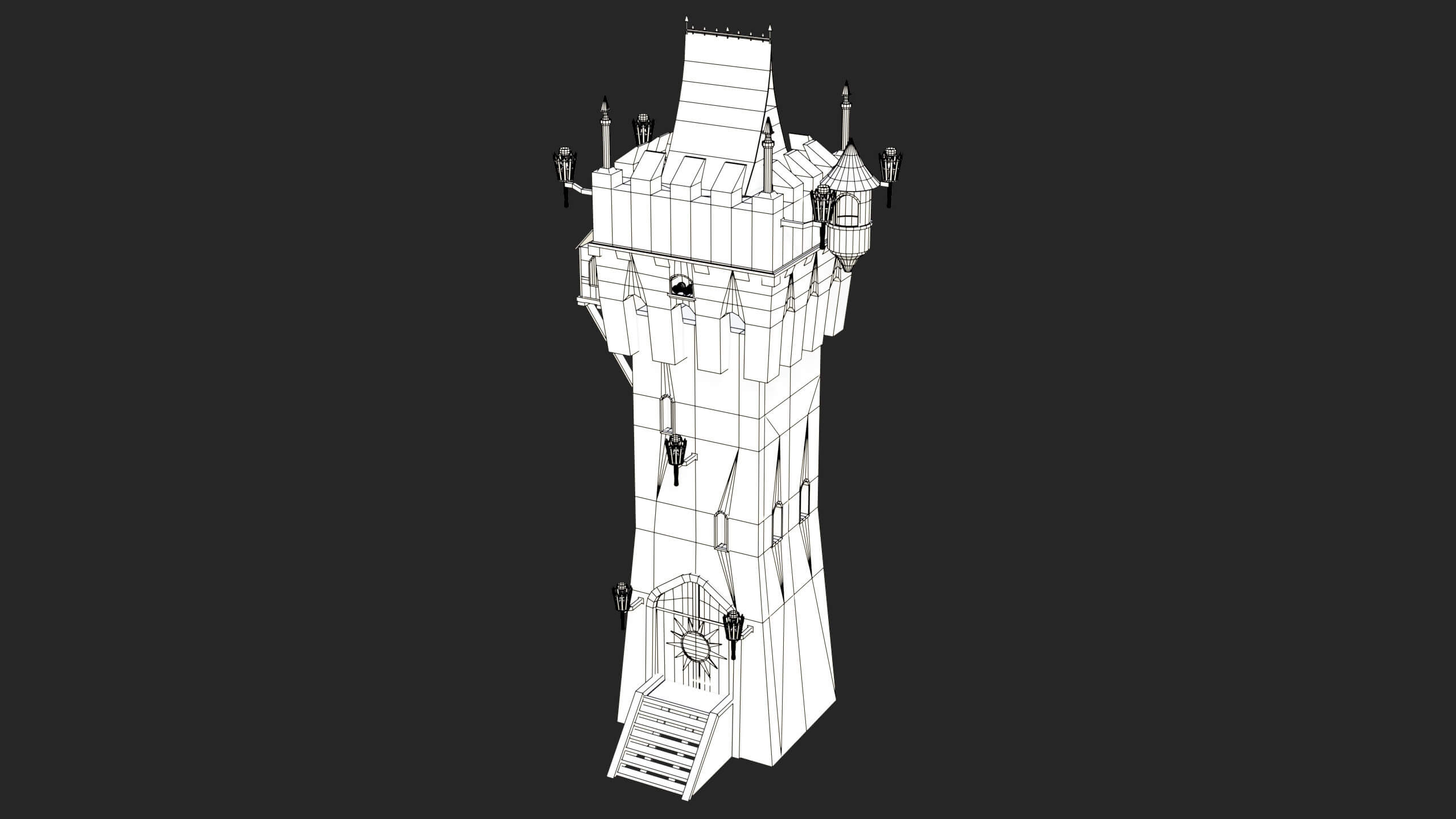 Castle Watch Tower 01 All PBR Unity UE Textures Included - 3D Model by ...