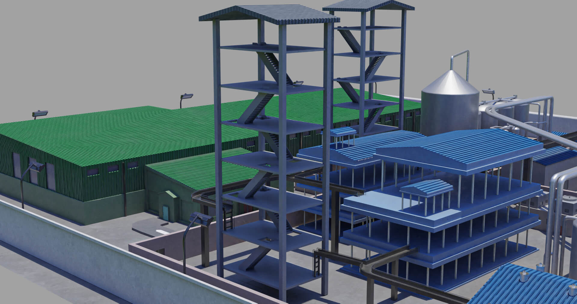 Factory Warehouse Exterior and Interior Game Ready With PBR - 3D Model ...