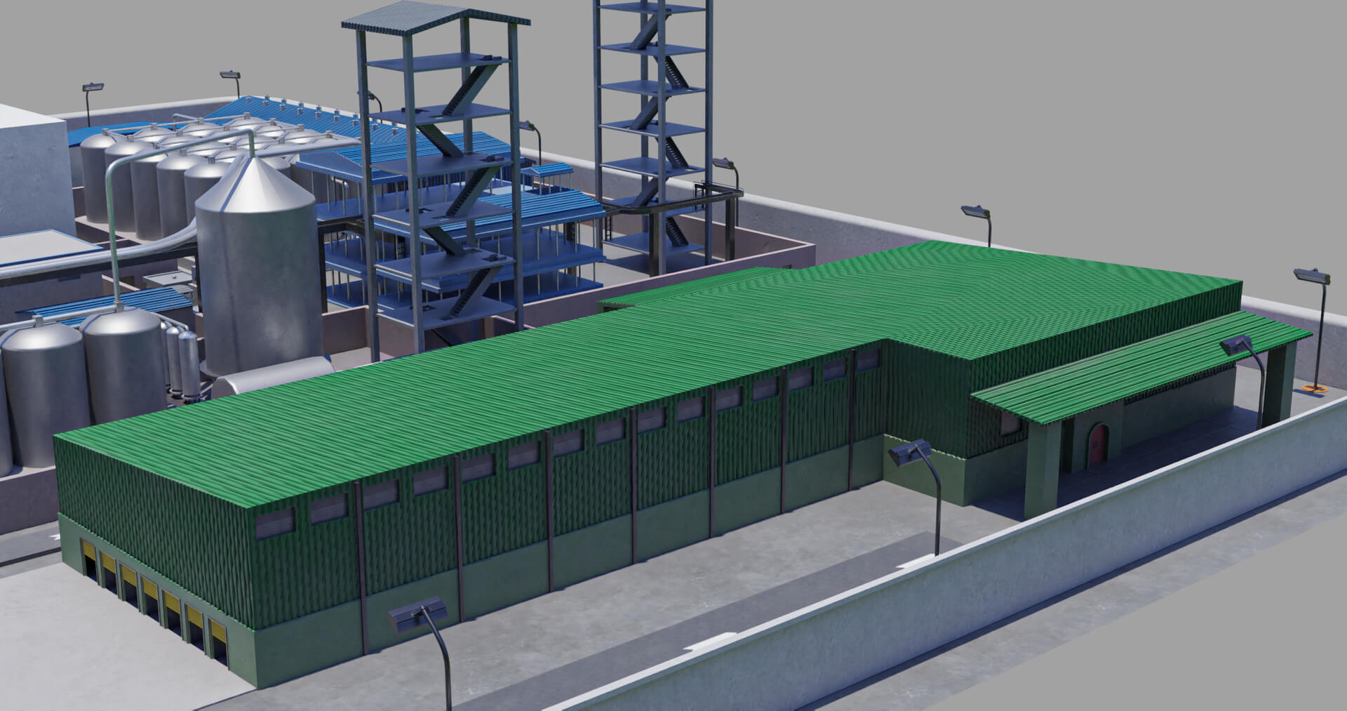 Factory Warehouse Exterior and Interior Game Ready With PBR - 3D Model ...