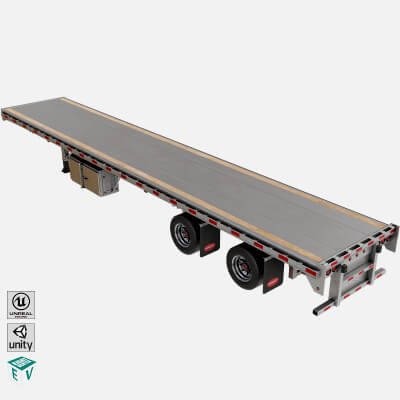 Flat Bed Trailer 05 Heavy Truck All PBR Unity UE Textures - 3D Model by ...