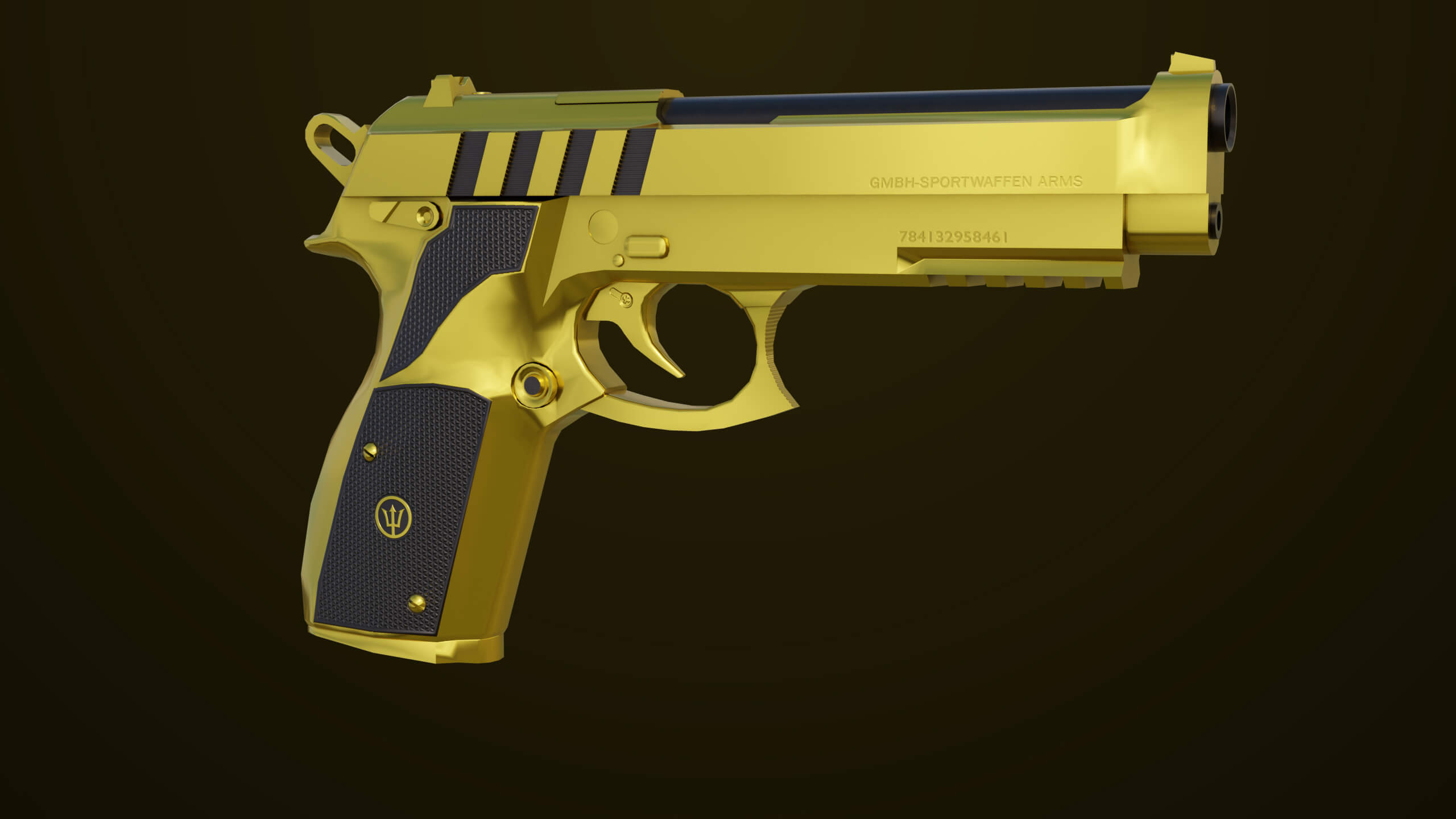 Golden Pistol 01 All PBR Unity UE Textures Included - 3D Model by Eight ...