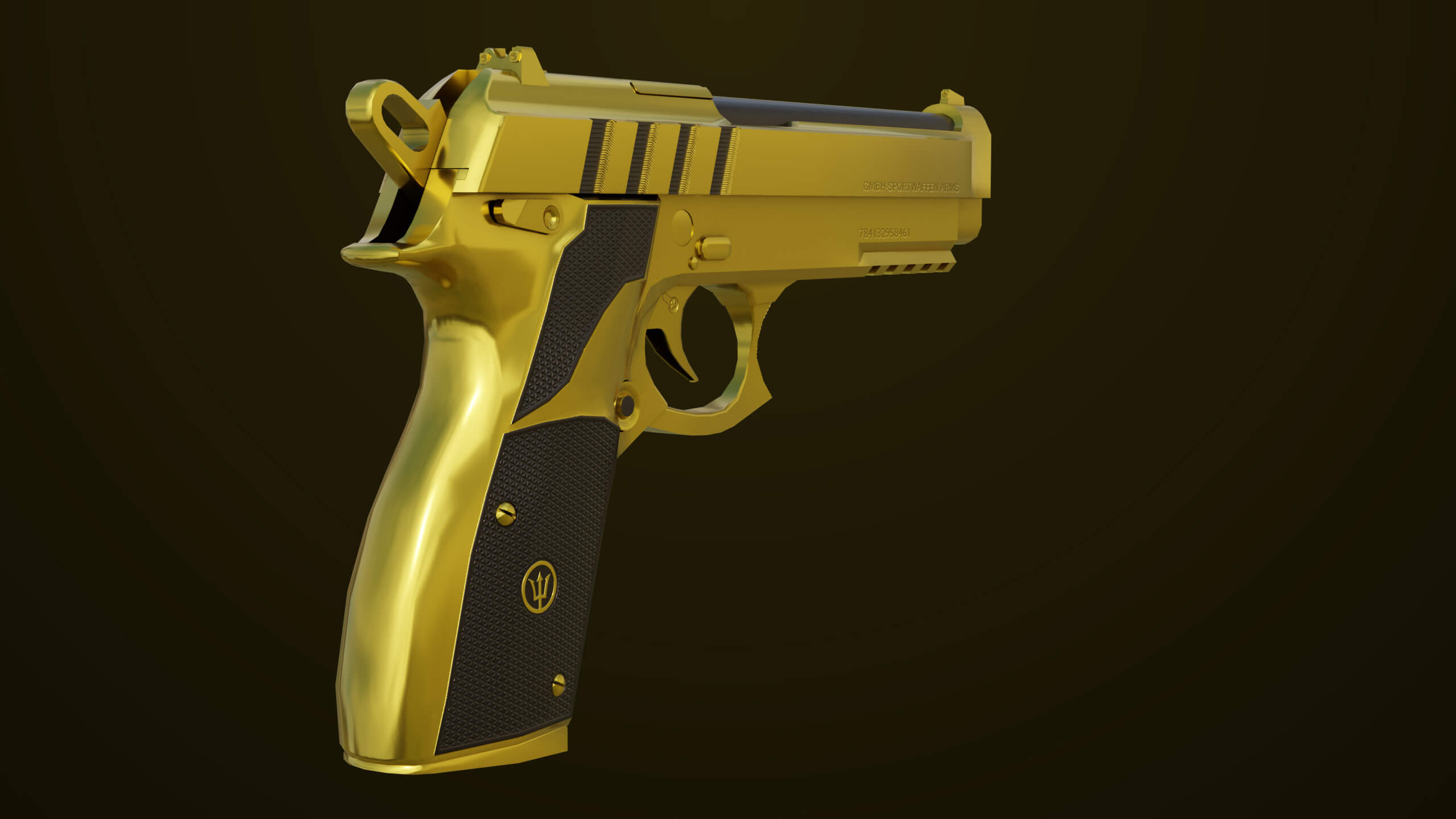 Golden Pistol 01 All PBR Unity UE Textures Included - 3D Model by Eight ...