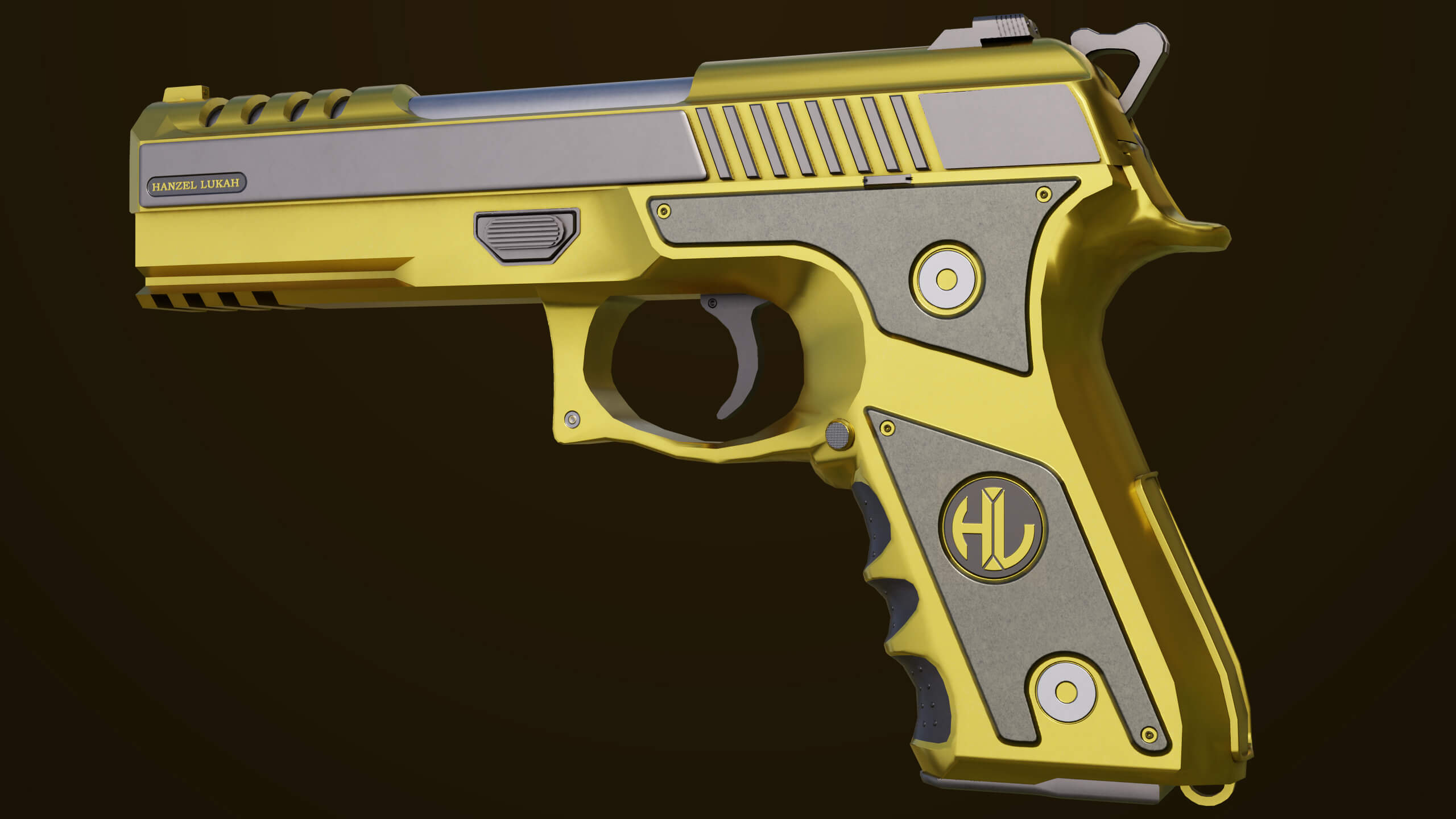 Golden Pistol 02 All PBR Unity UE Textures Included - 3D Model by Eight ...