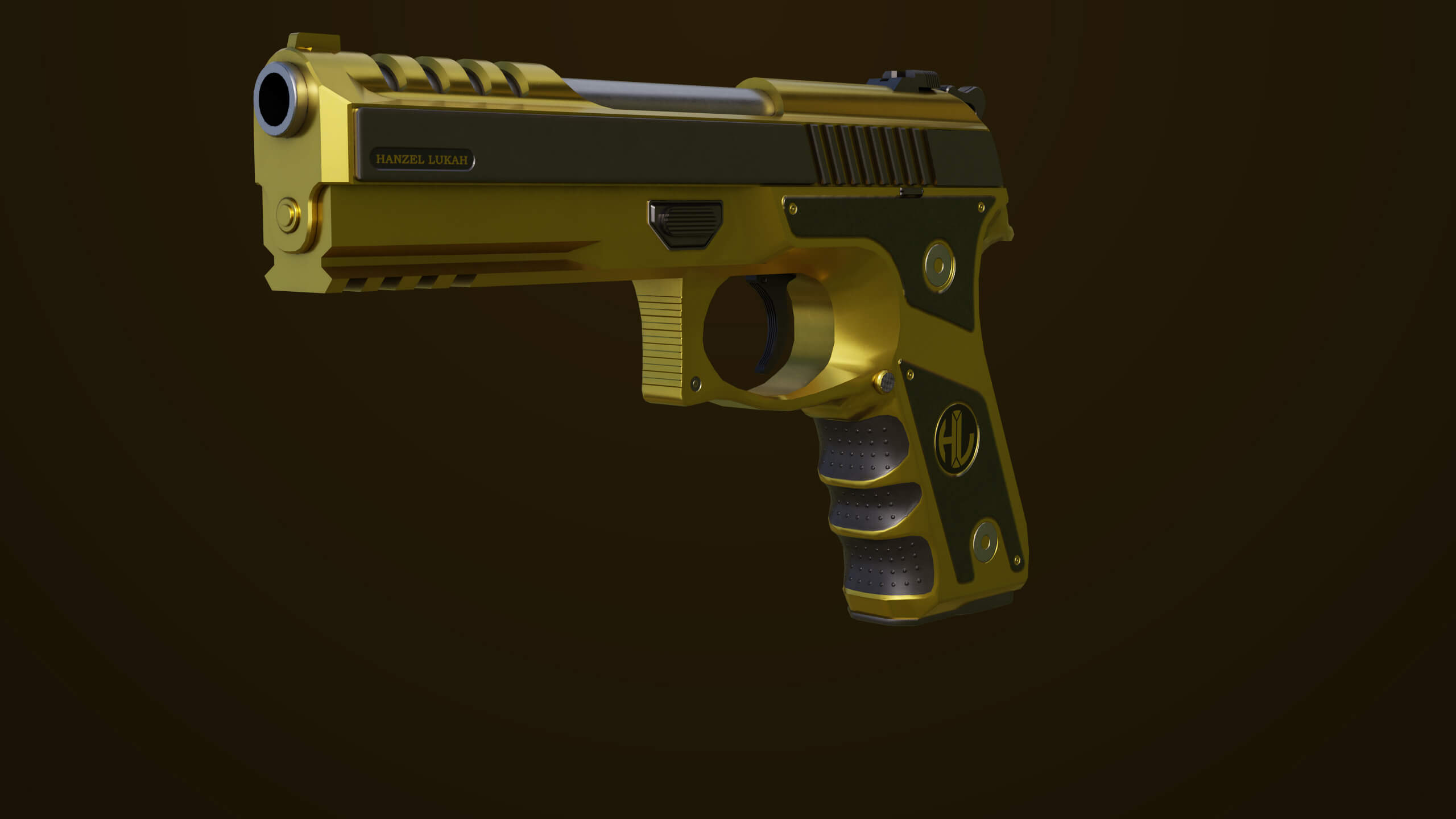 Golden Pistol 02 All PBR Unity UE Textures Included - 3D Model by Eight ...