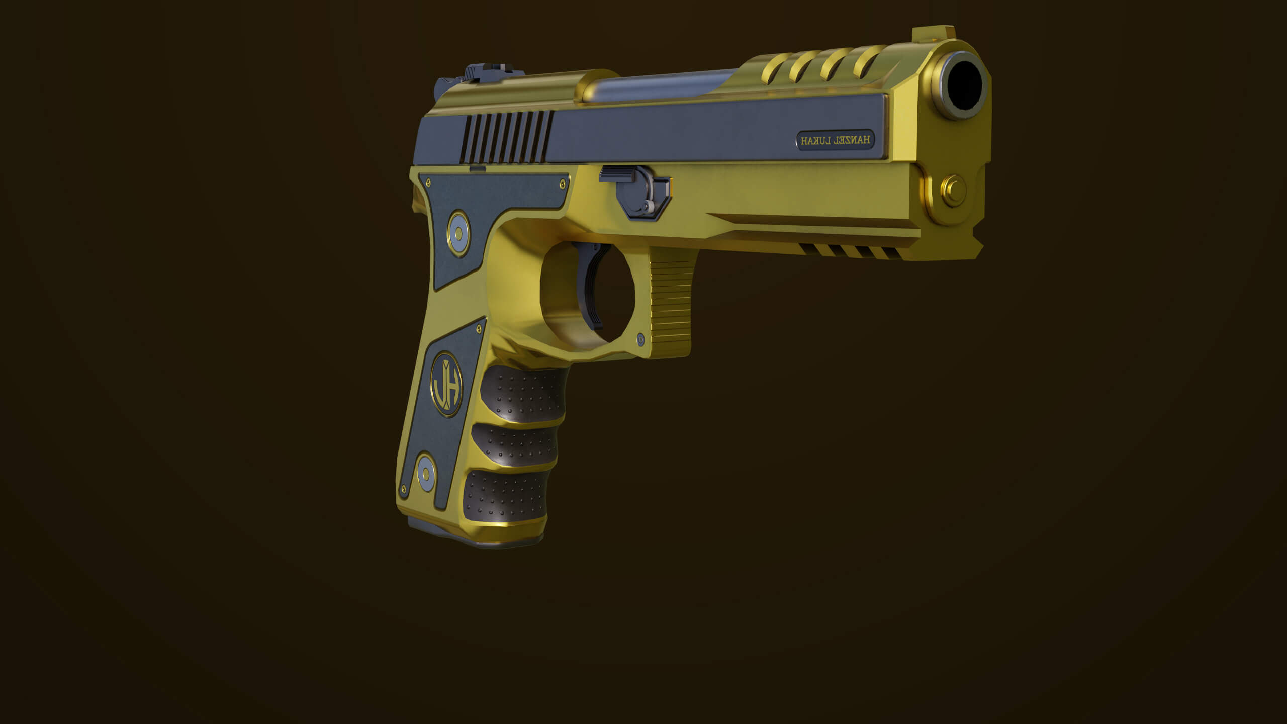 Golden Pistol 02 All PBR Unity UE Textures Included - 3D Model by Eight ...