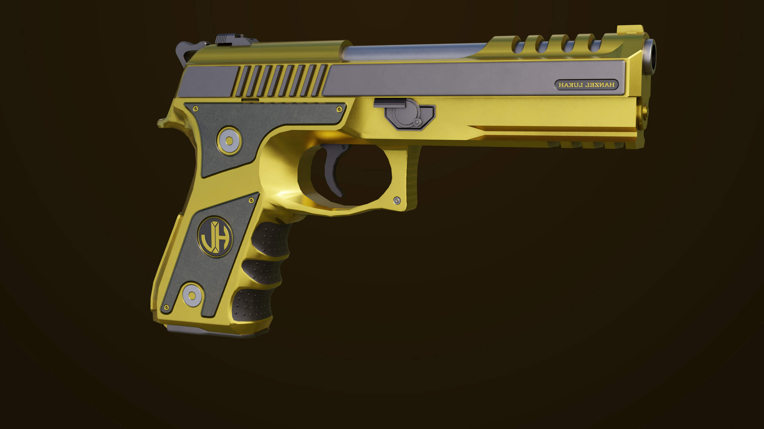 Golden Pistol 02 All PBR Unity UE Textures Included - 3D Model by Eight ...
