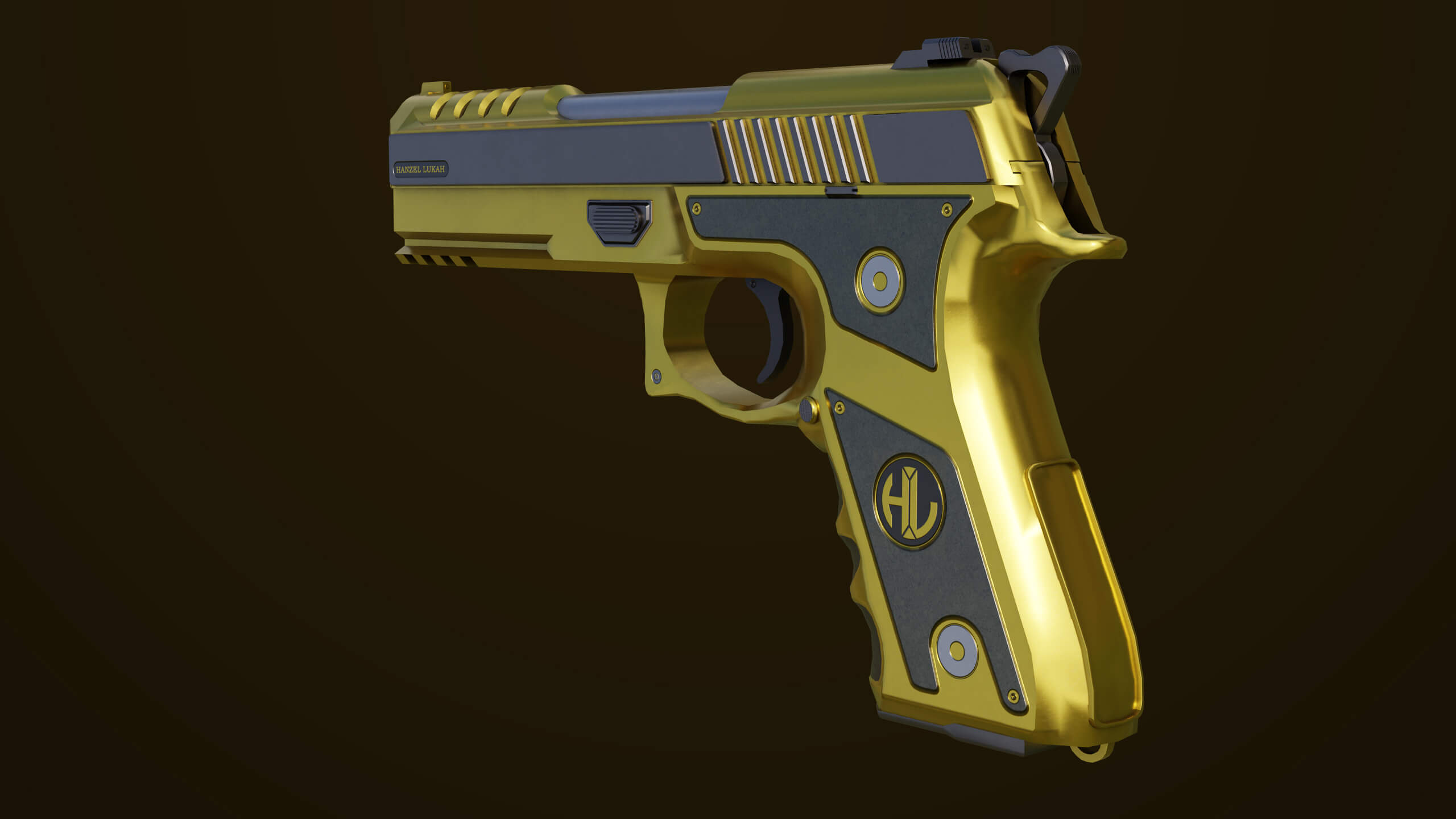 Golden Pistol 02 All PBR Unity UE Textures Included - 3D Model by Eight ...