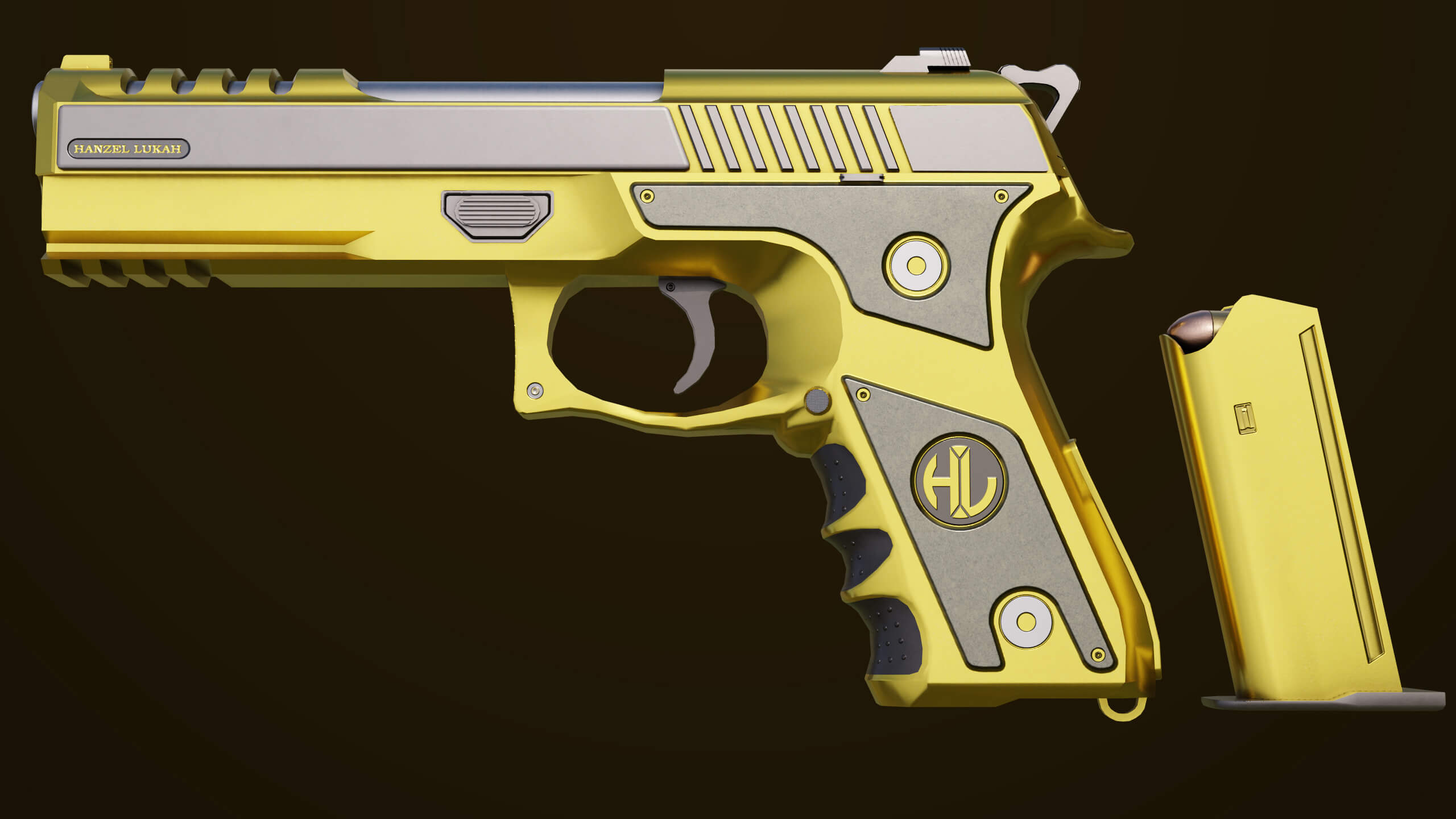 Golden Pistol 02 All PBR Unity UE Textures Included - 3D Model by Eight ...