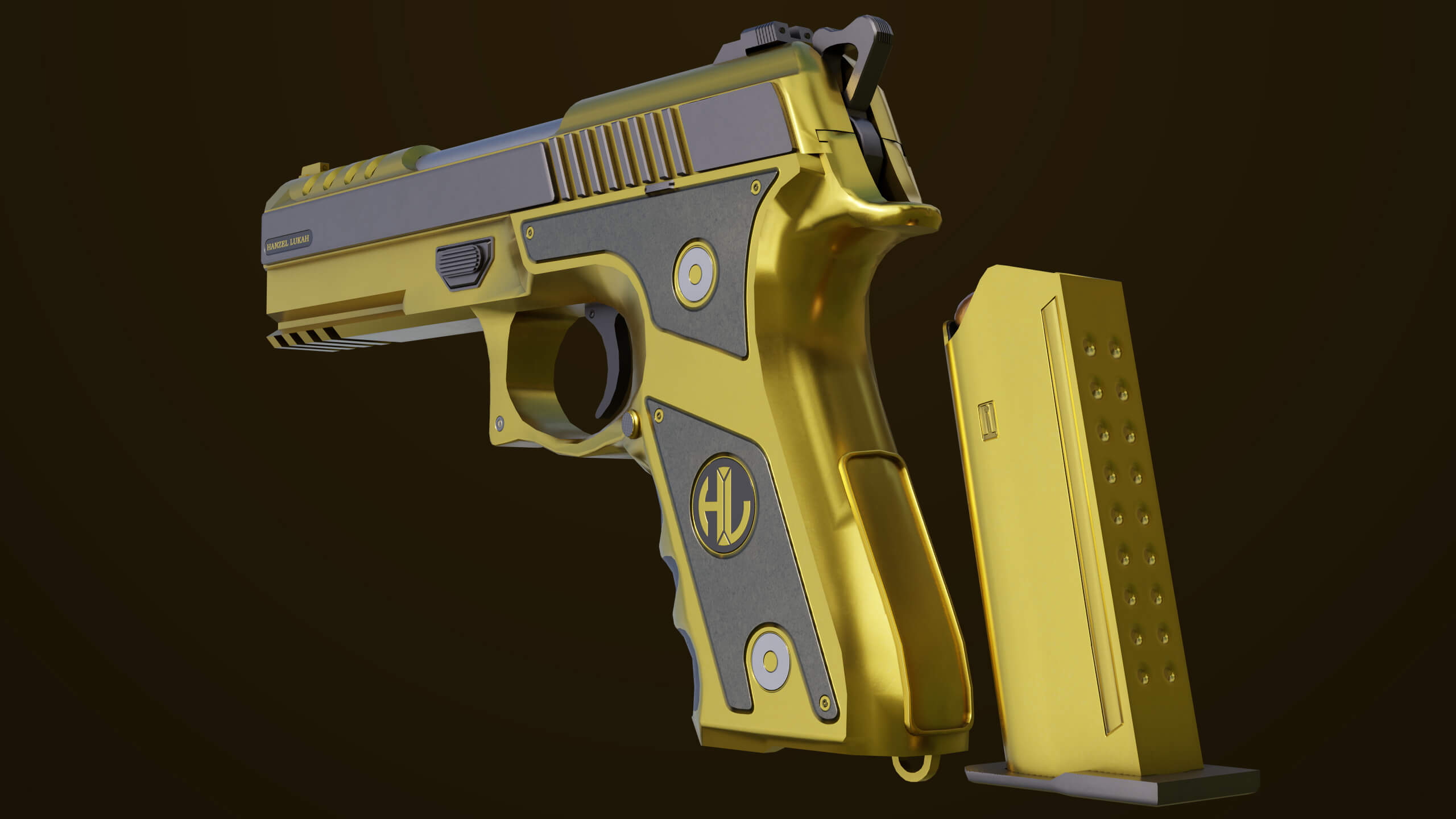 Golden Pistol 02 All PBR Unity UE Textures Included - 3D Model by Eight ...