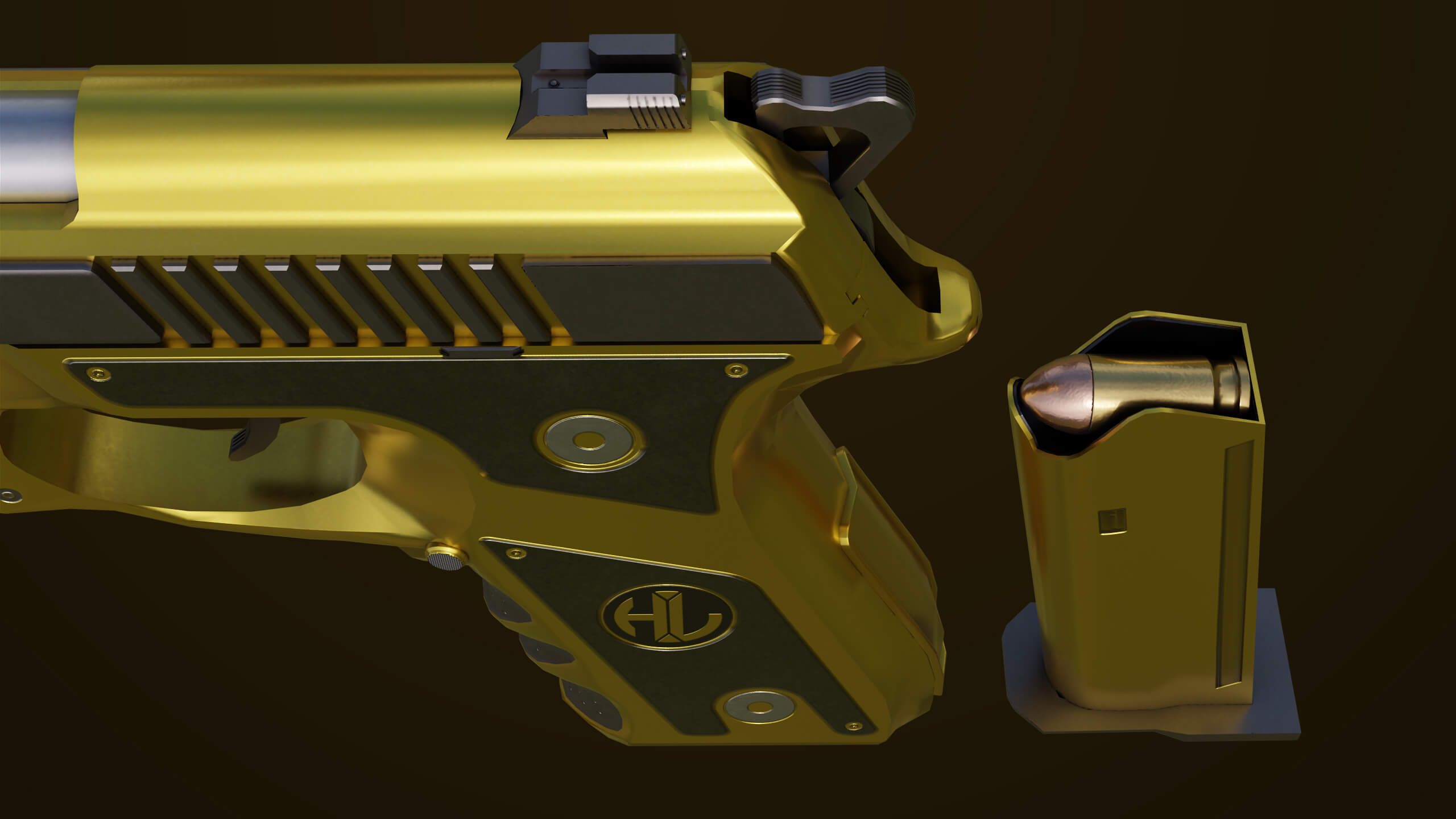 Golden Pistol 02 All PBR Unity UE Textures Included - 3D Model by Eight ...
