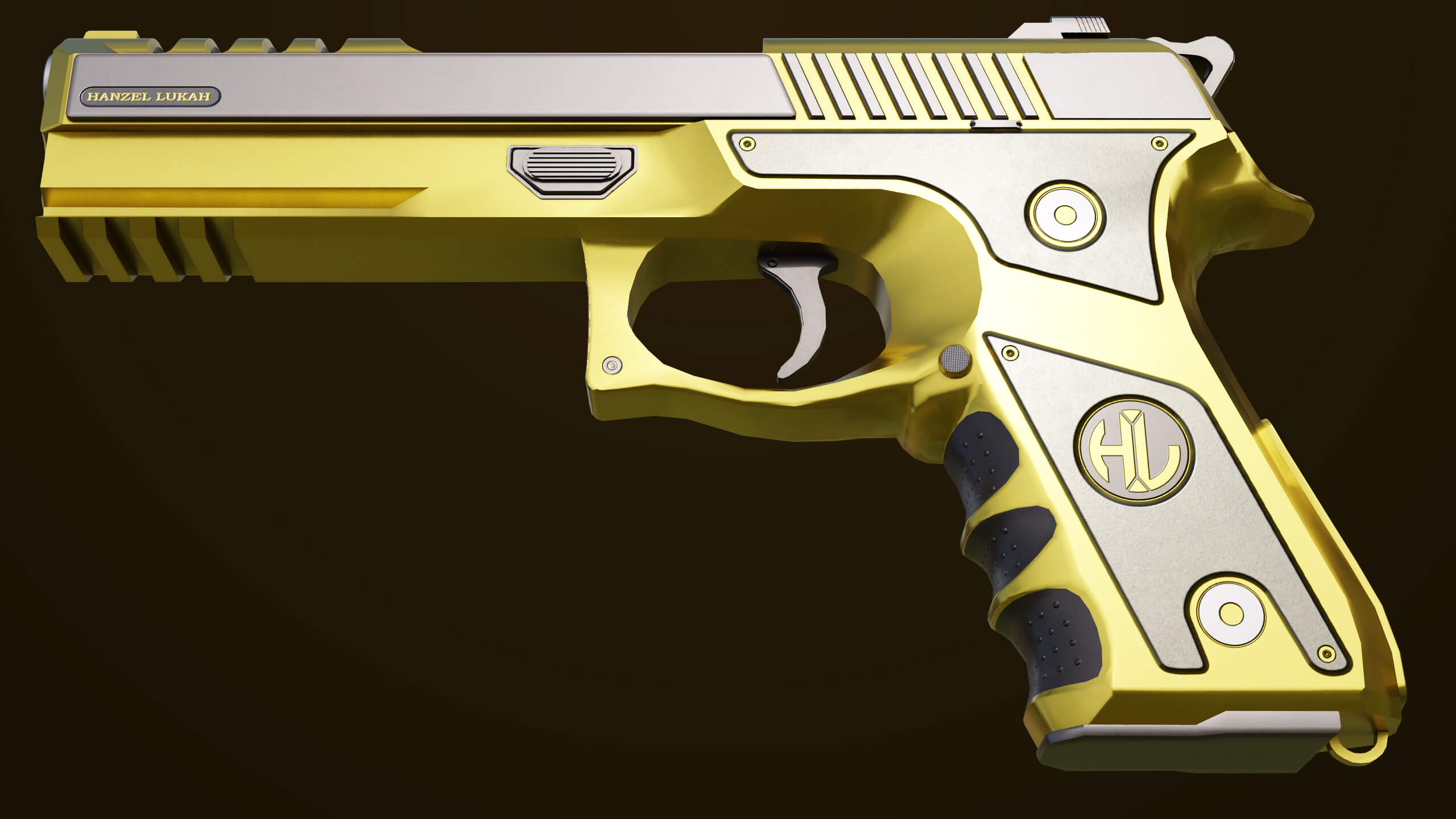 Golden Pistol 02 All PBR Unity UE Textures Included - 3D Model by Eight ...