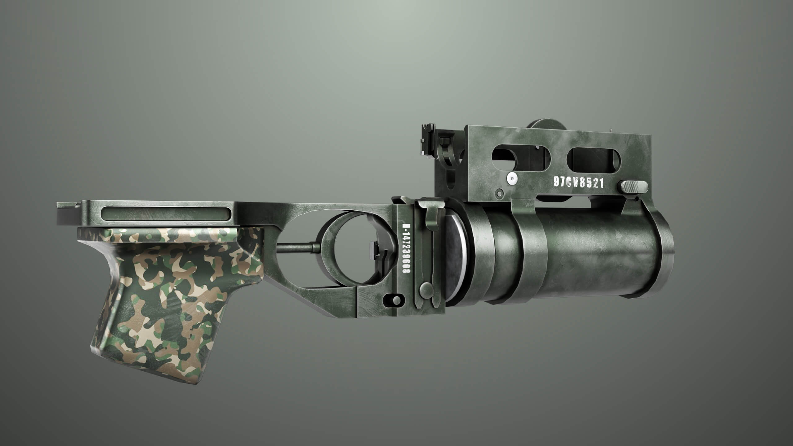 Grenade Launcher 03 Military Green Generic All PBR Unity UE - 3D Model ...