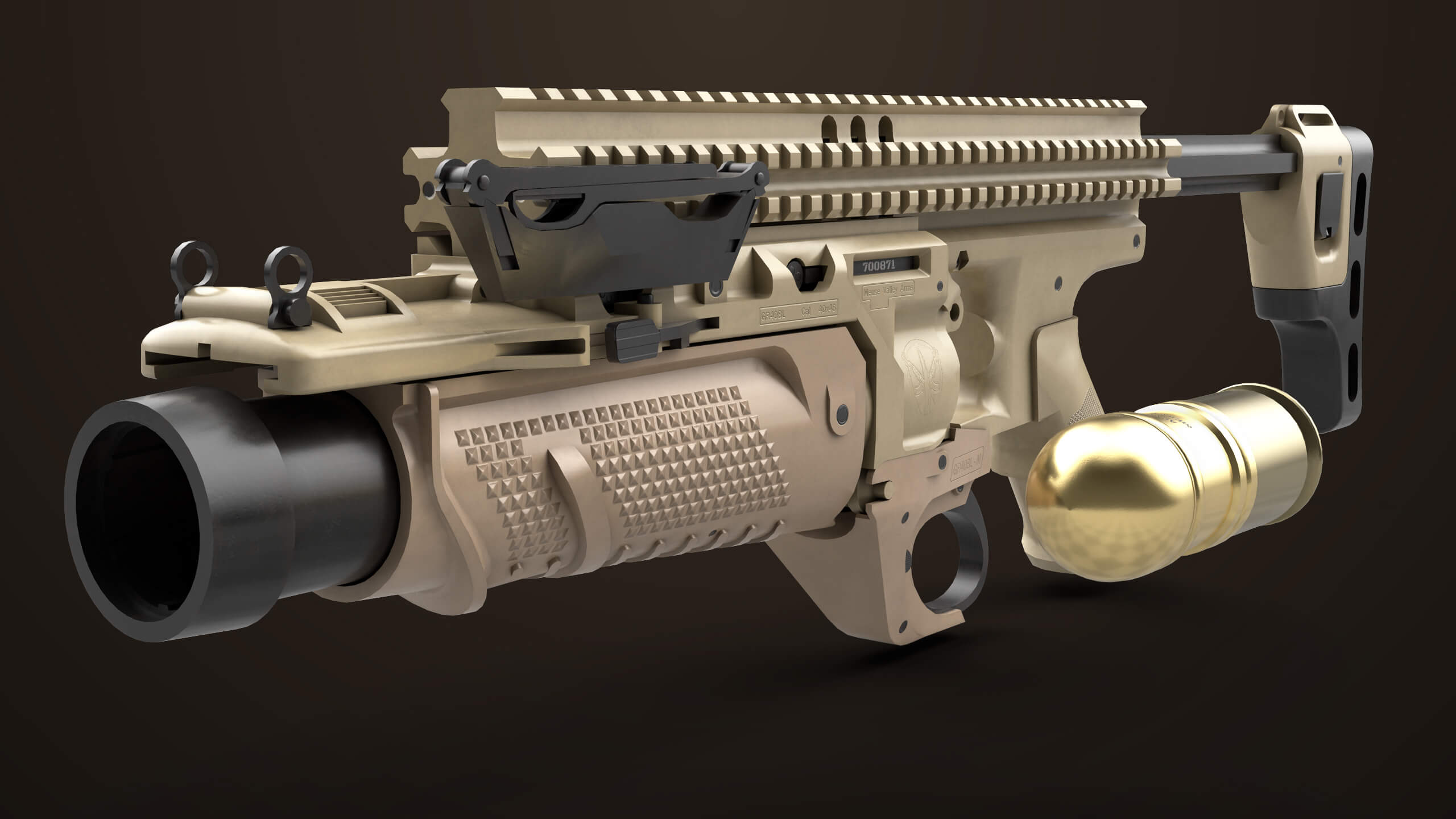 Grenade Launcher 05 Brown All PBR Unity UE Textures - 3D Model by Eight ...