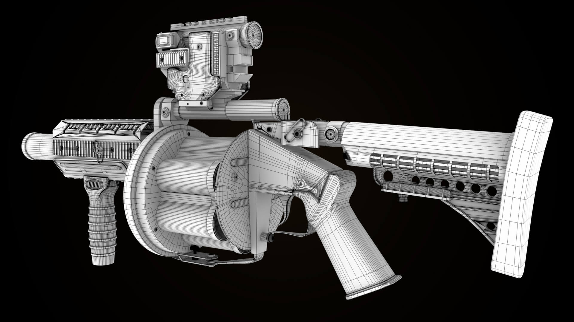 Grenade Launcher Gun PBR Unity UE V-Ray Textures Black 3D Model by ...