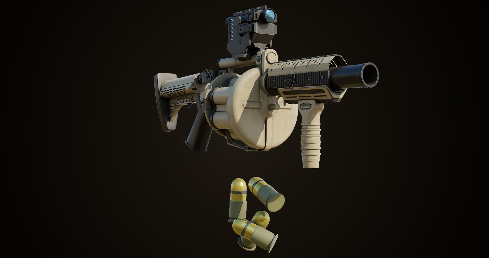 Grenade Launcher Gun PBR Unity UE V-Ray Textures Sandle 3D Model by ...