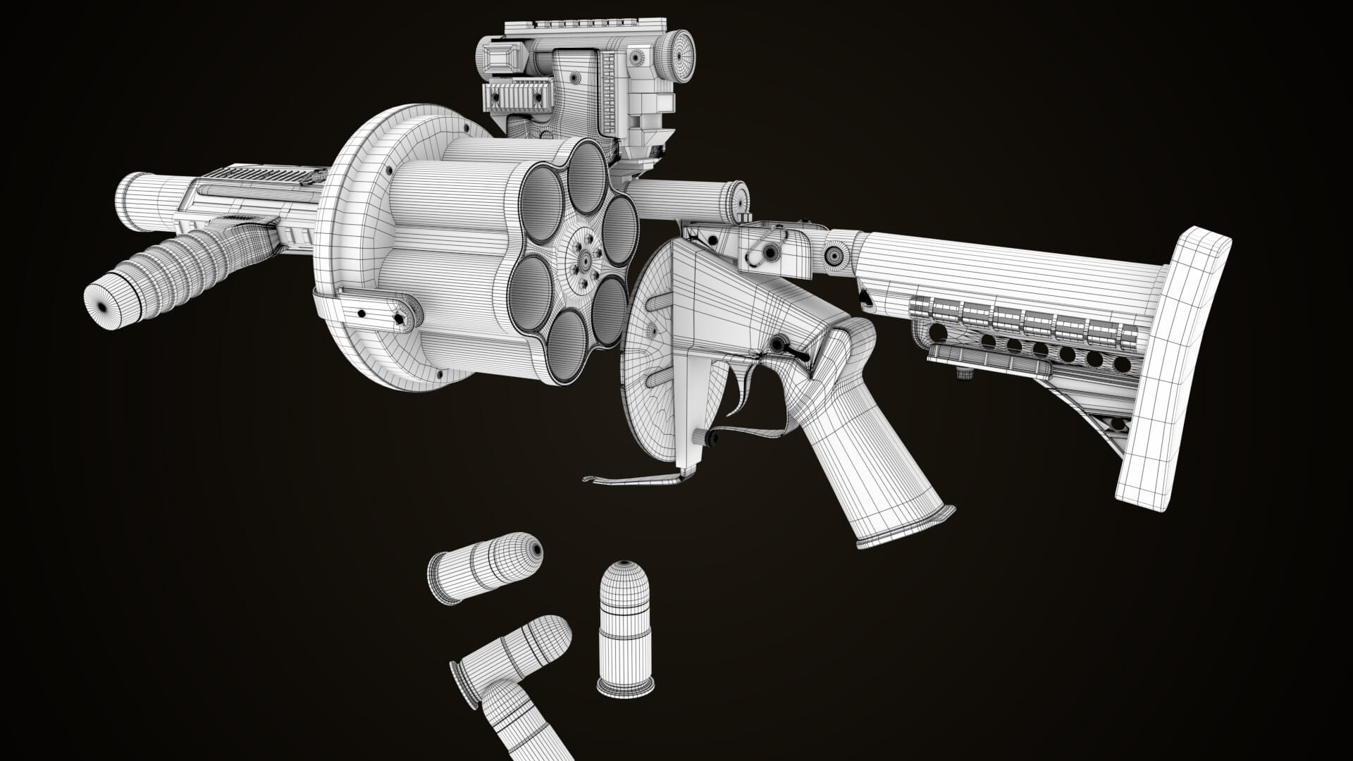 Grenade Launcher Gun PBR Unity UE V-Ray Textures Sandle 3D Model by ...