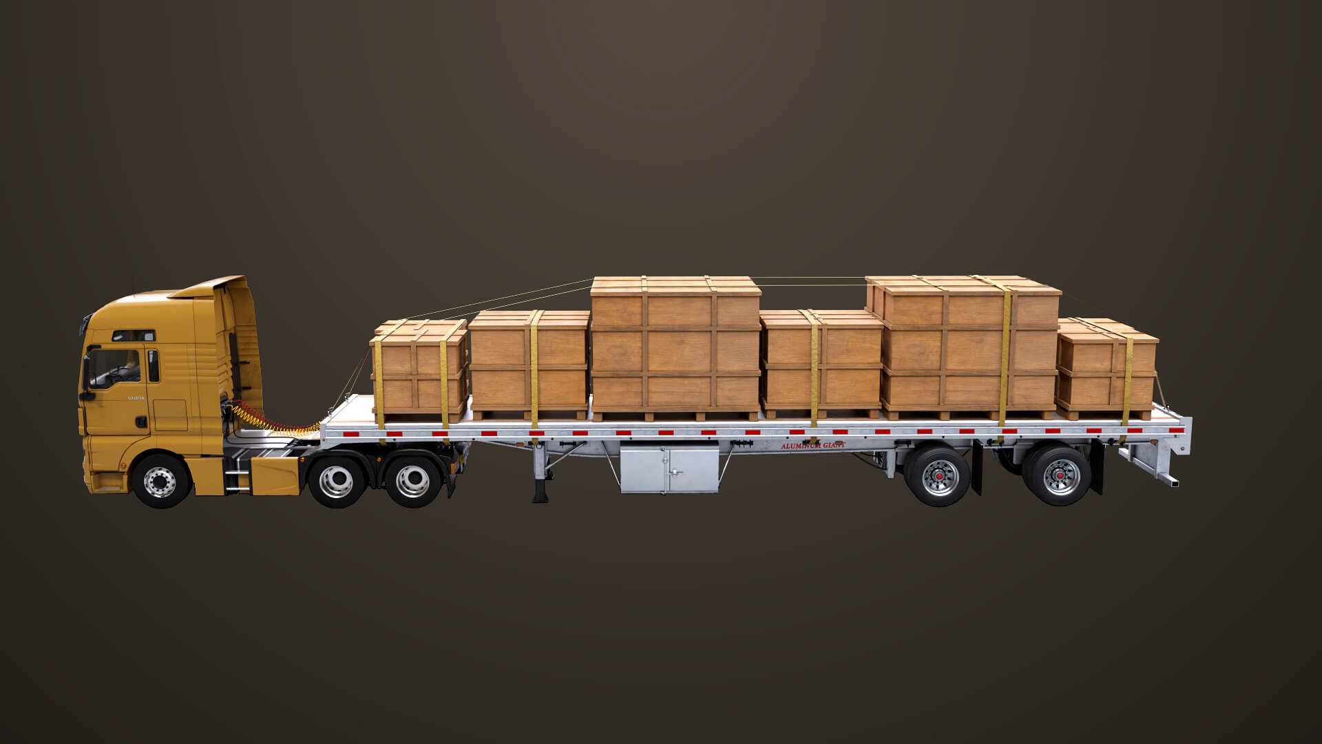 Heavy Truck 04 Flatbed Load Trailer PBR - 3D Model by Eight Vertex