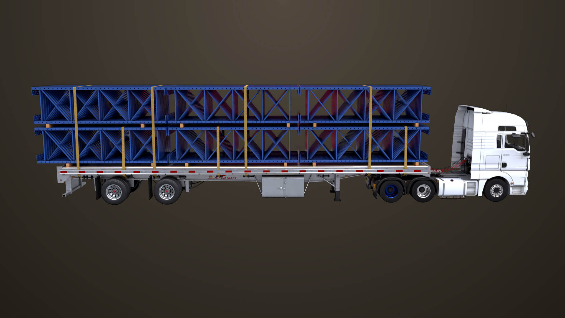 Heavy Truck 04 Flatbed Load Trailer PBR - 3D Model by Eight Vertex