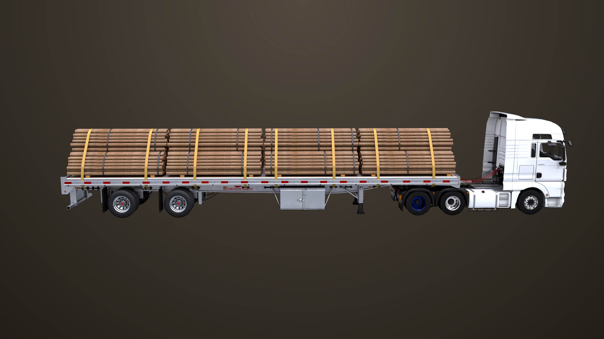 Heavy Truck 04 Flatbed Load Trailer PBR - 3D Model by Eight Vertex