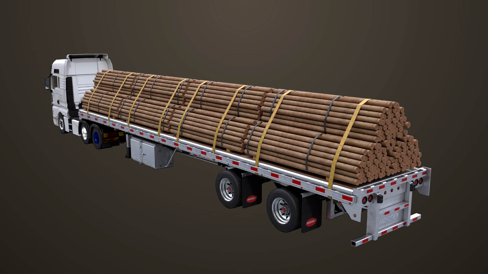 Heavy Truck 04 Flatbed Load Trailer PBR - 3D Model by Eight Vertex