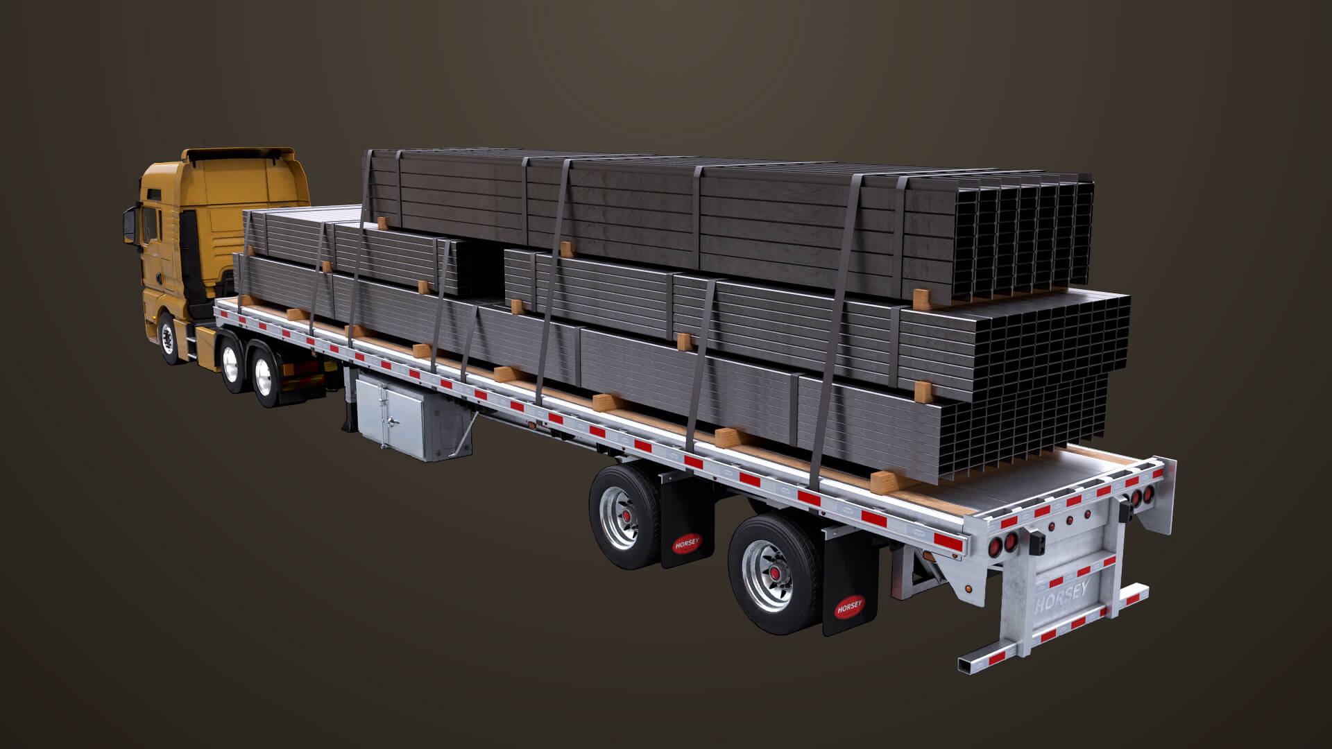 Heavy Truck 04 Flatbed Load Trailer PBR - 3D Model by Eight Vertex