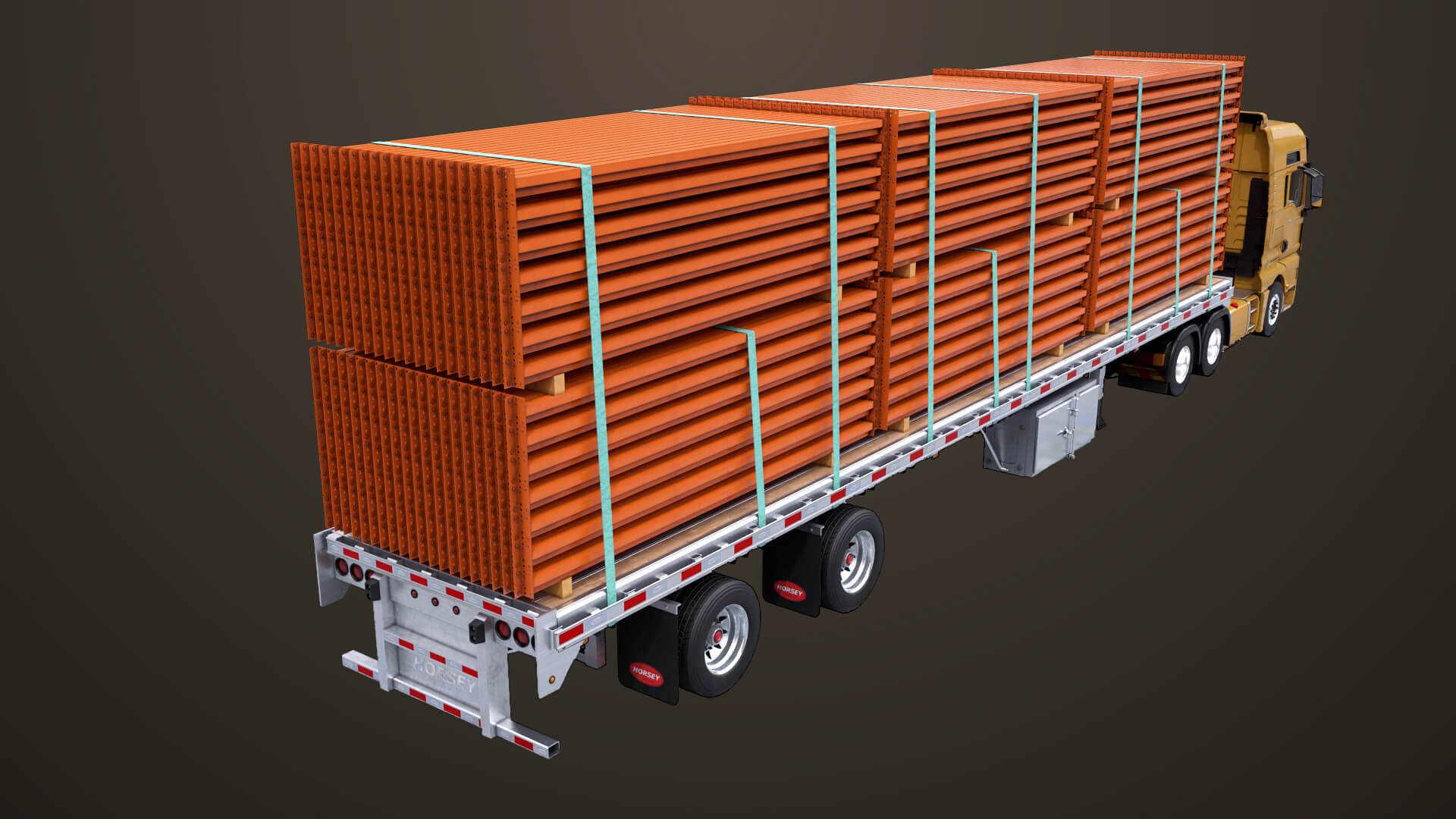 Heavy Truck 04 Flatbed Load Trailer PBR - 3D Model by Eight Vertex