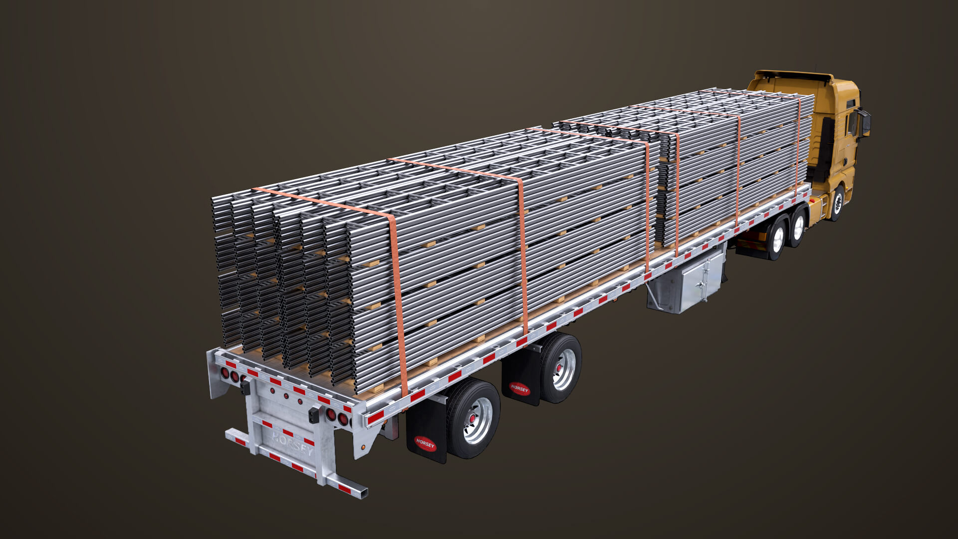 Heavy Truck 04 Flatbed Load Trailer PBR - 3D Model by Eight Vertex