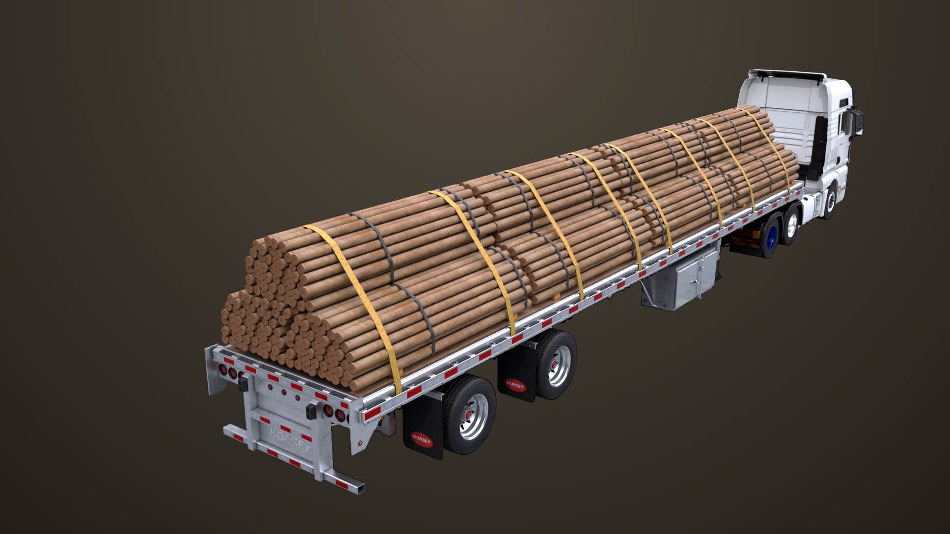Heavy Truck 04 Flatbed Load Trailer PBR - 3D Model by Eight Vertex