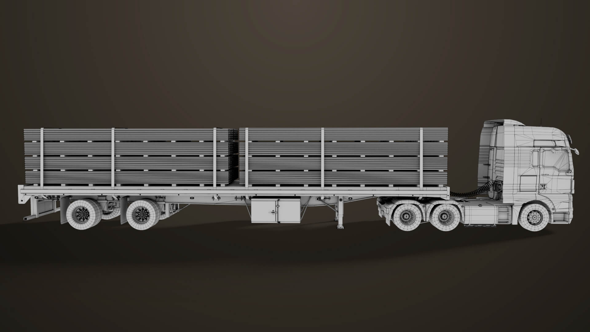 Heavy Truck 04 Flatbed Load Trailer PBR - 3D Model by Eight Vertex
