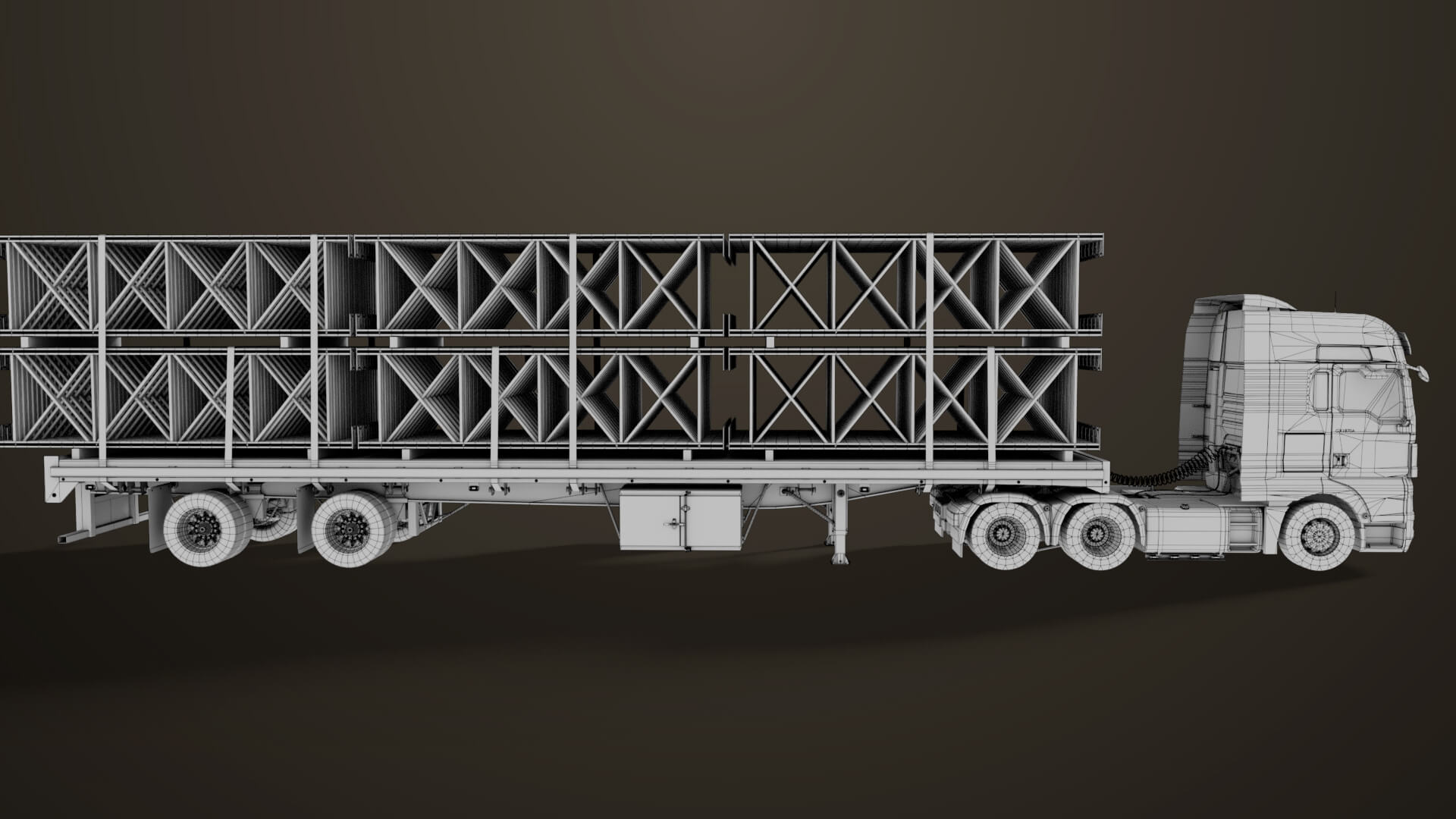 Heavy Truck 04 Flatbed Load Trailer PBR - 3D Model by Eight Vertex