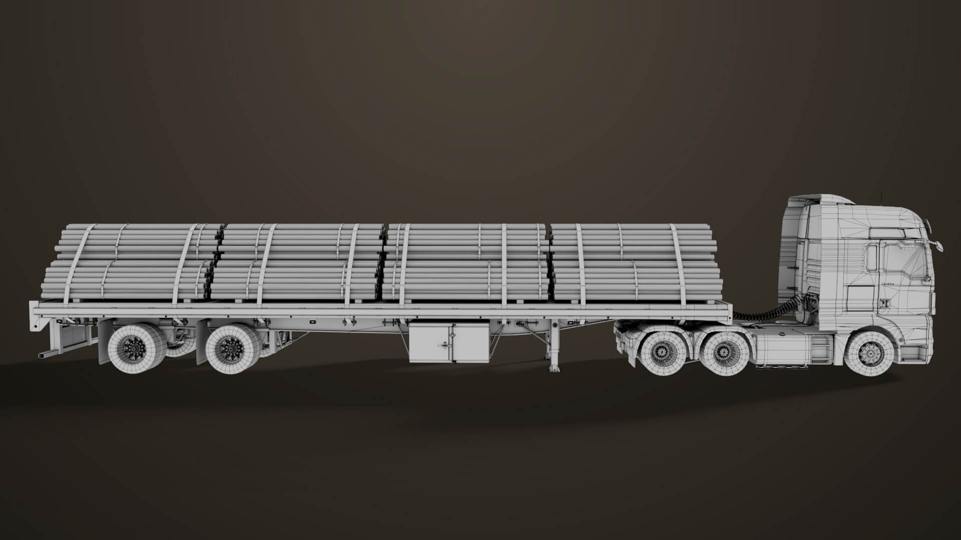 Heavy Truck 04 Flatbed Load Trailer PBR - 3D Model by Eight Vertex