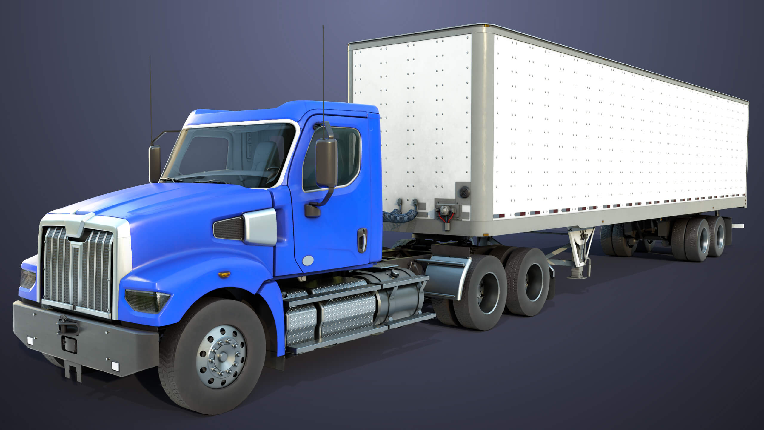 Heavy Truck With Semi Trailer Rigged All PBR Unity Textures - 3D Model ...