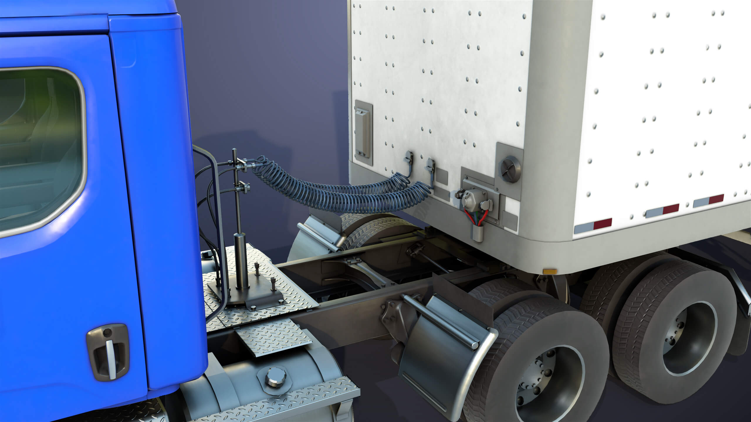 Heavy Truck With Semi Trailer Rigged All PBR Unity Textures - 3D Model ...