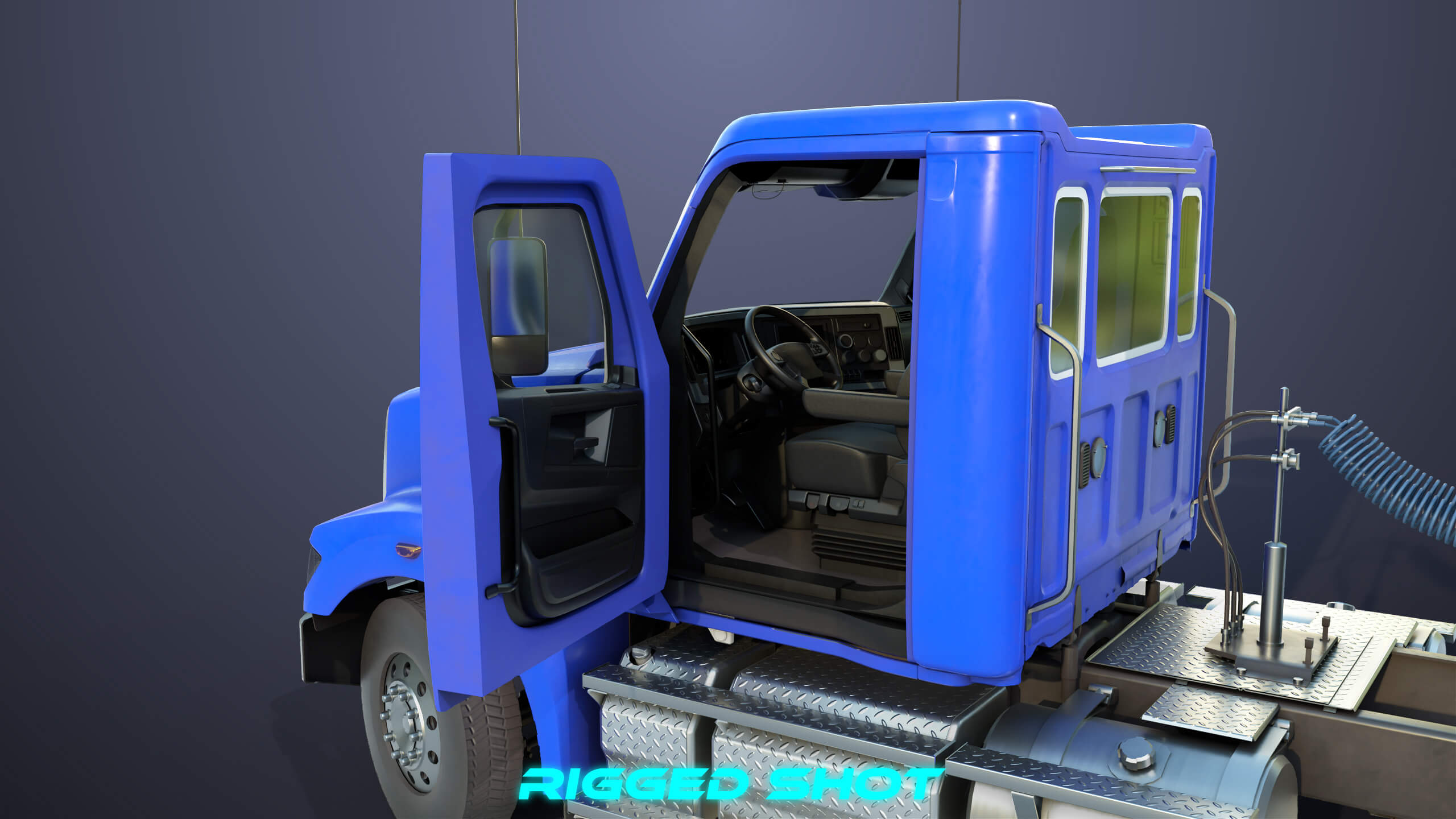 Heavy Truck With Semi Trailer Rigged All PBR Unity Textures - 3D Model ...