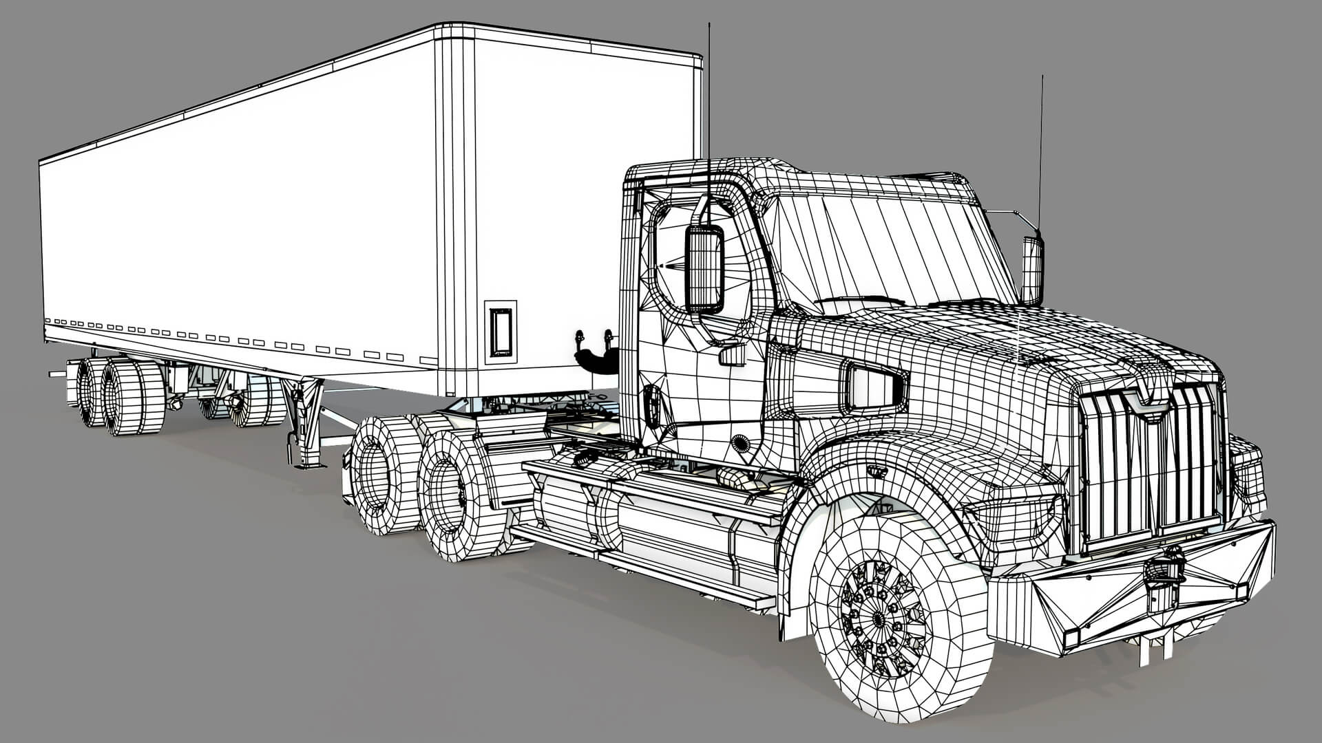 Heavy Truck With Semi Trailer Rigged All PBR Unity Textures - 3D Model ...