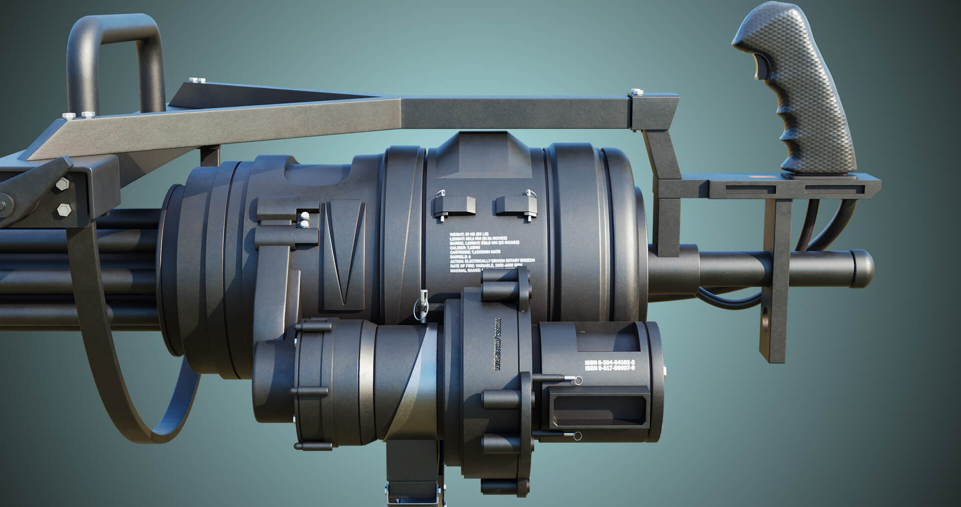M134 Minigun All PBR Unity UE Textures Included - 3D Model by Eight Vertex