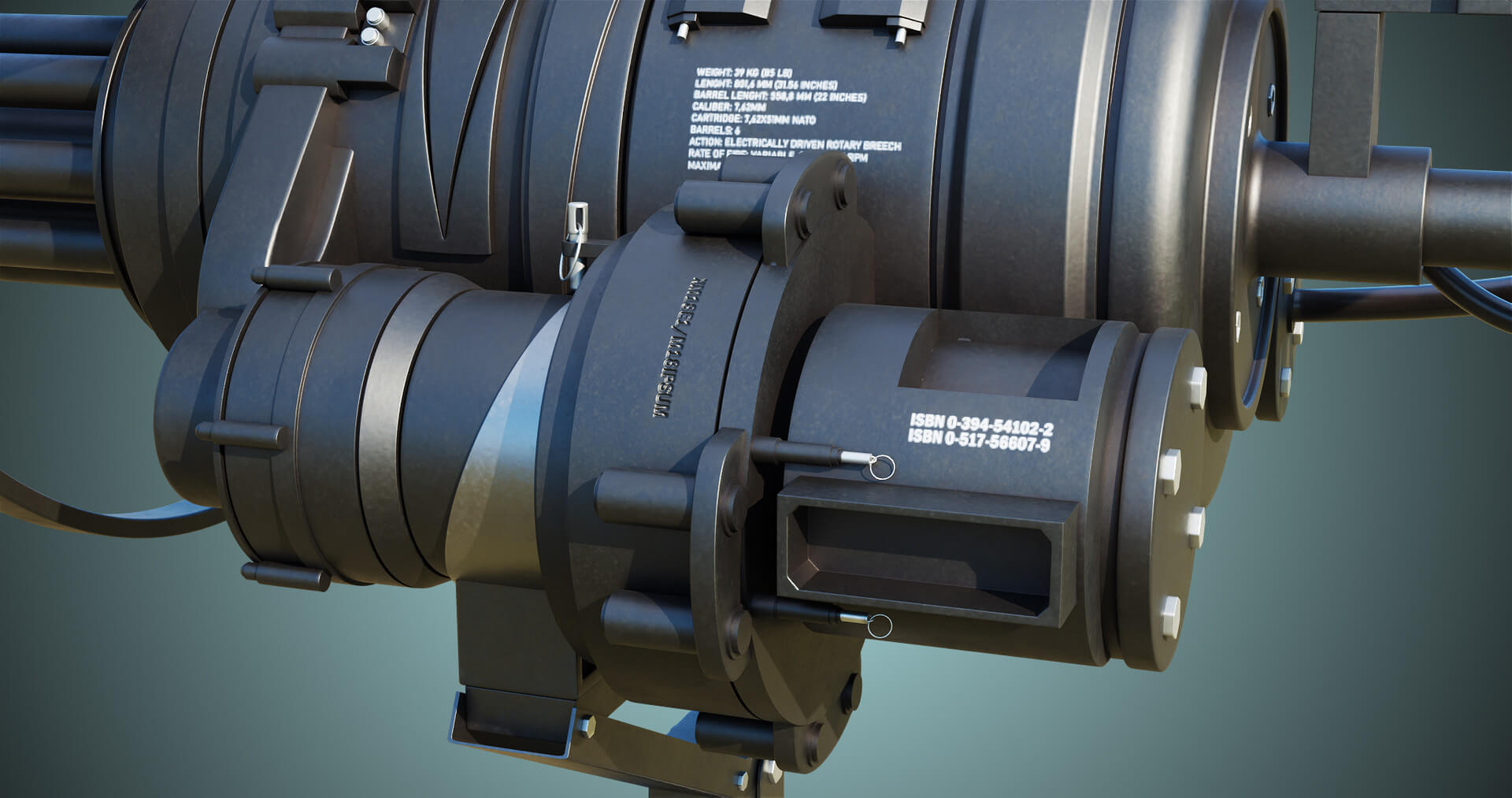 M134 Minigun All PBR Unity UE Textures Included - 3D Model by Eight Vertex
