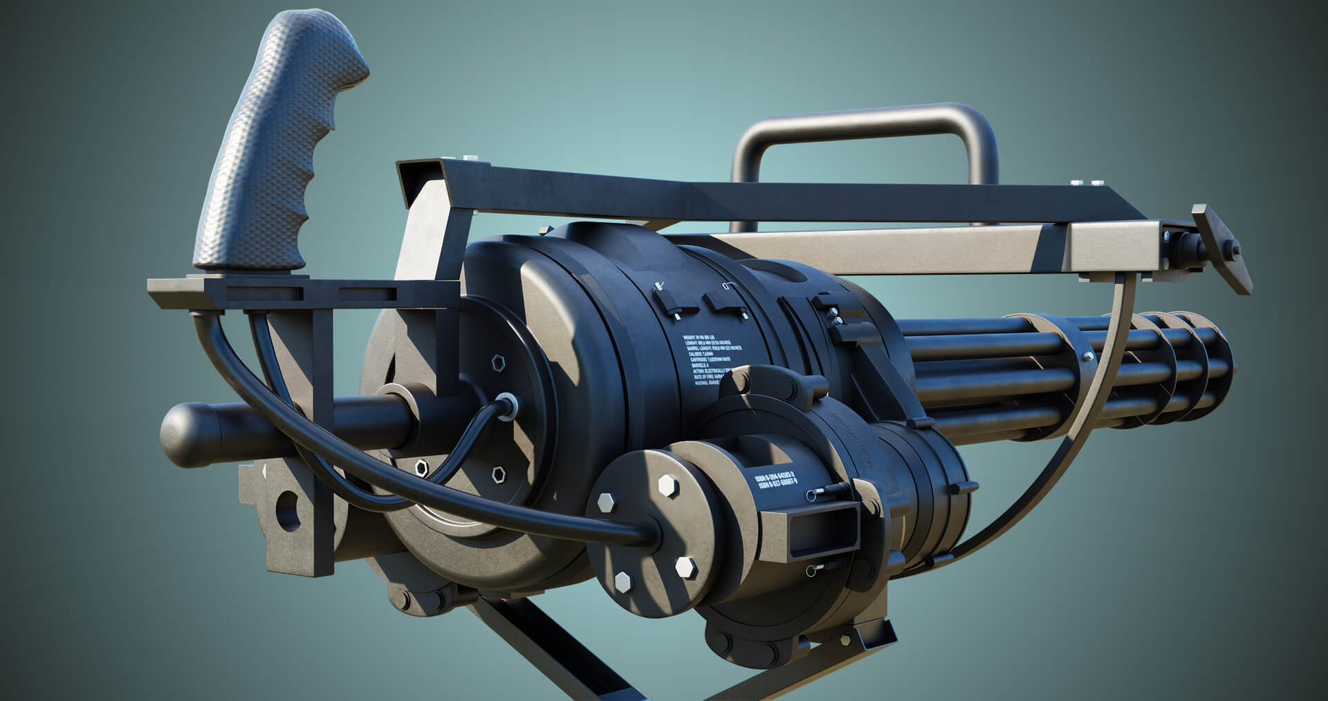 M134 Minigun All PBR Unity UE Textures Included - 3D Model by Eight Vertex
