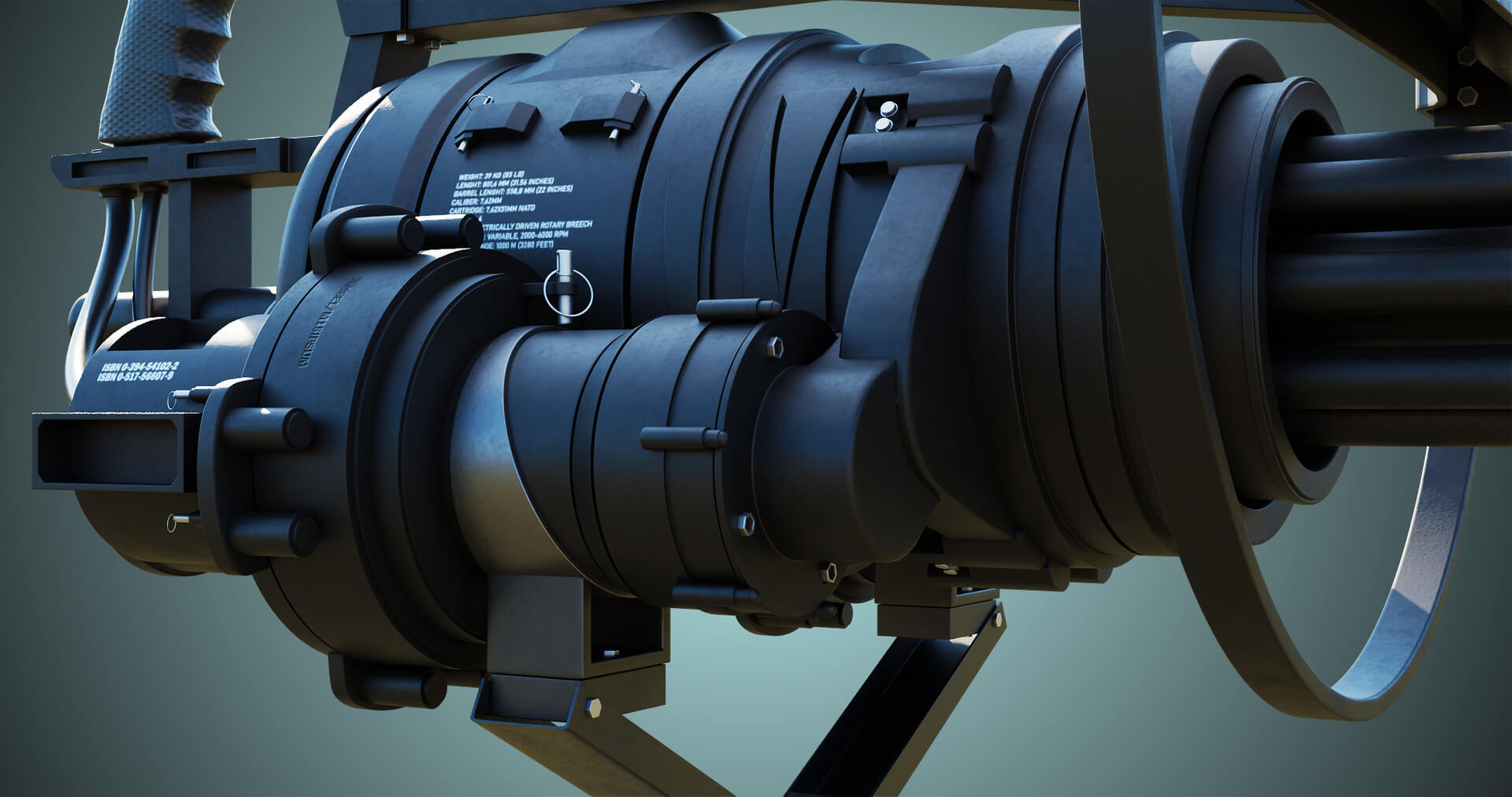 M134 Minigun All PBR Unity UE Textures Included - 3D Model by Eight Vertex