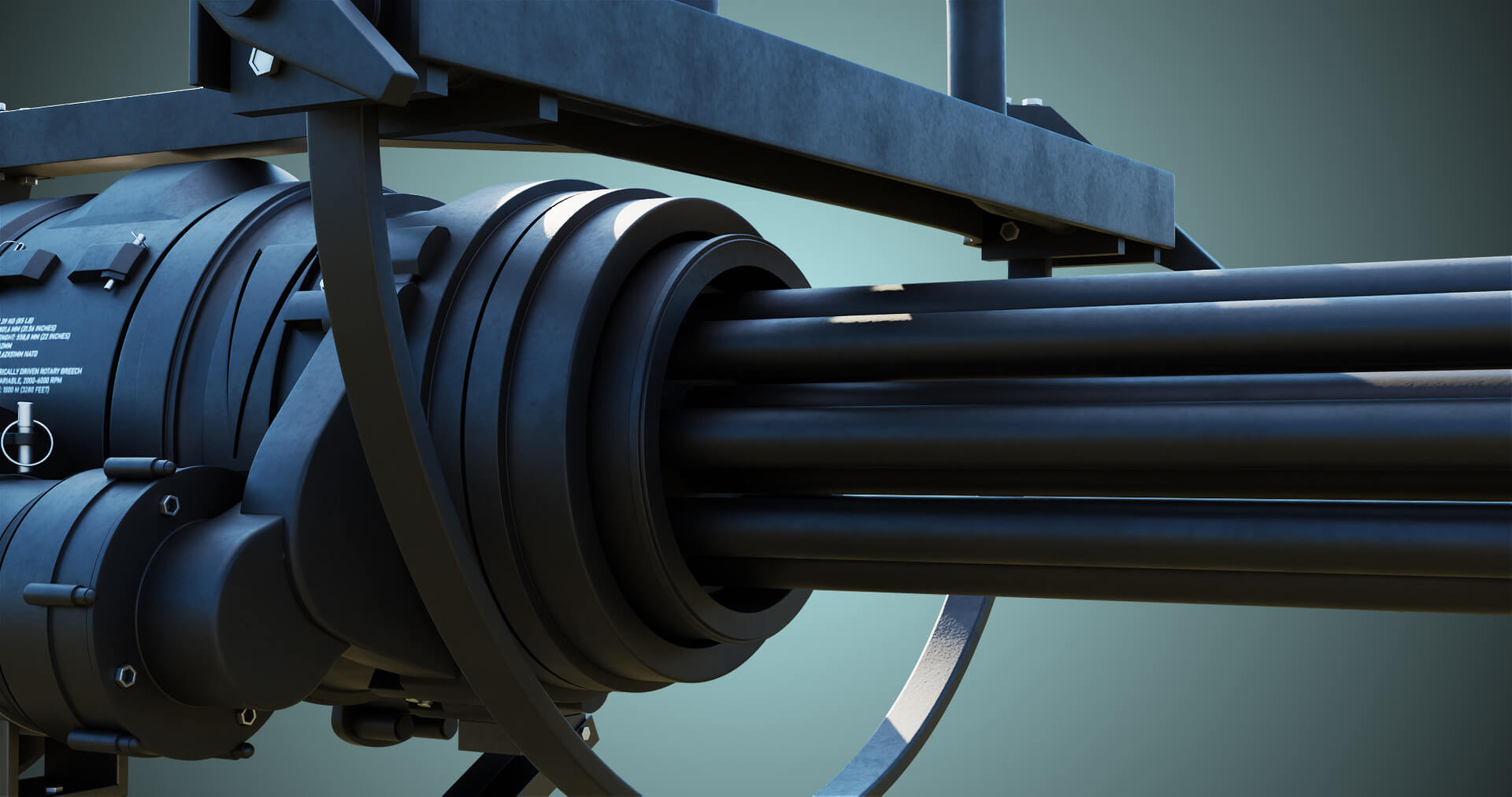 M134 Minigun All PBR Unity UE Textures Included - 3D Model by Eight Vertex