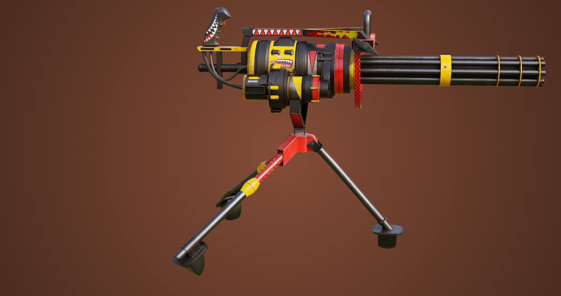 M134 Minigun Red Shark Skin All PBR Textures Included - 3D Model by ...